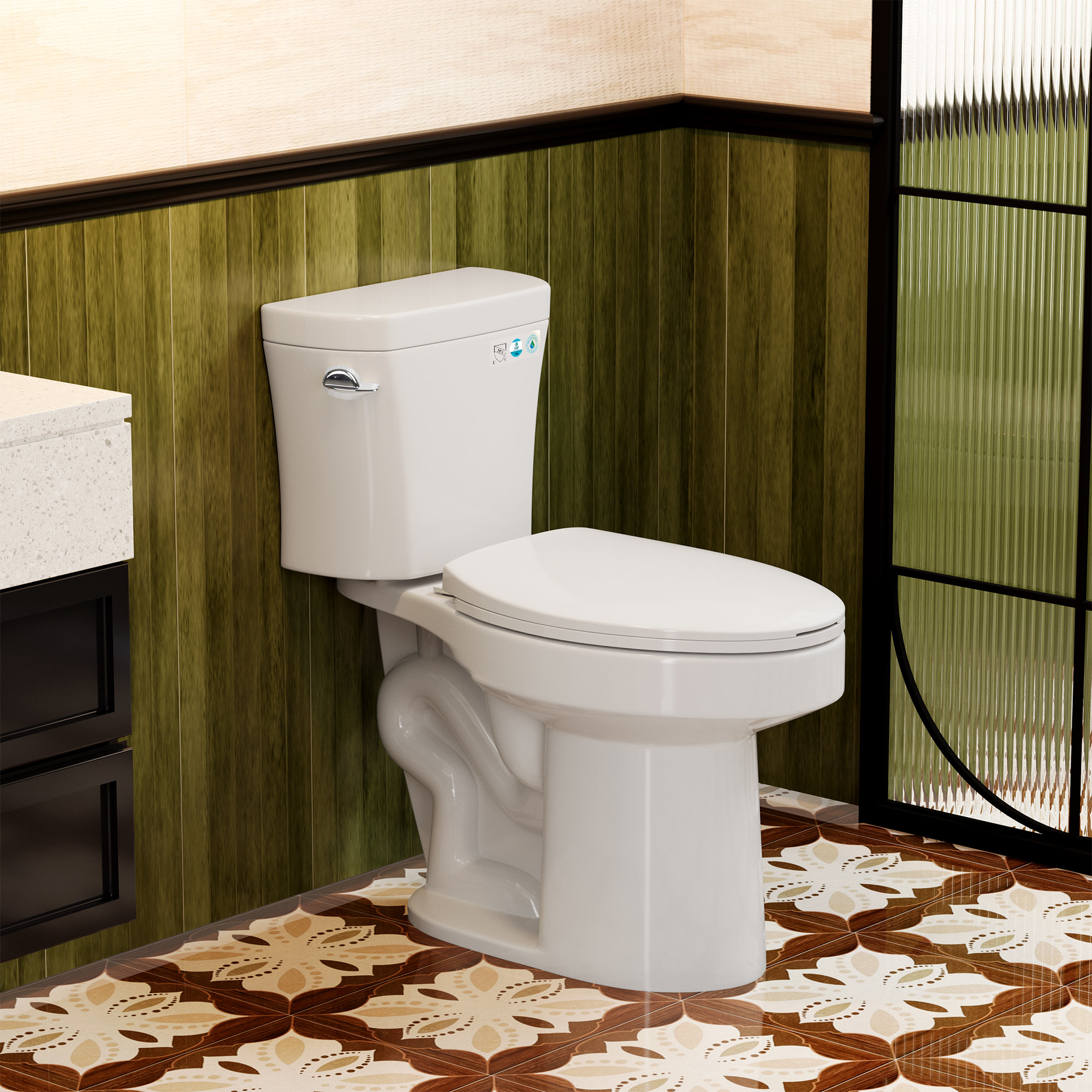 J&S HOME Two-Piece Toilet – 1.28 GPF, ADA Comfort Height, Vortex ...