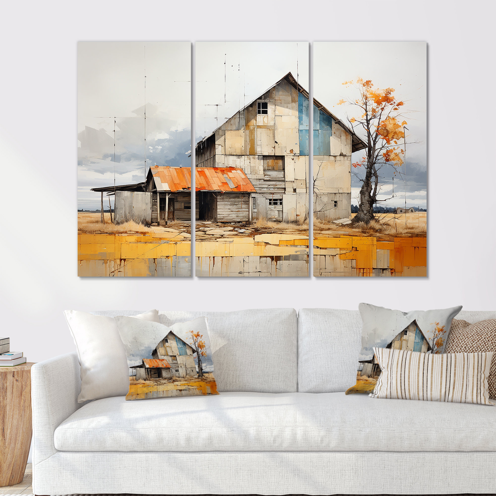 August Grove® Minimalism Barn Muted Tone II - Barn Wall Art Print Set ...