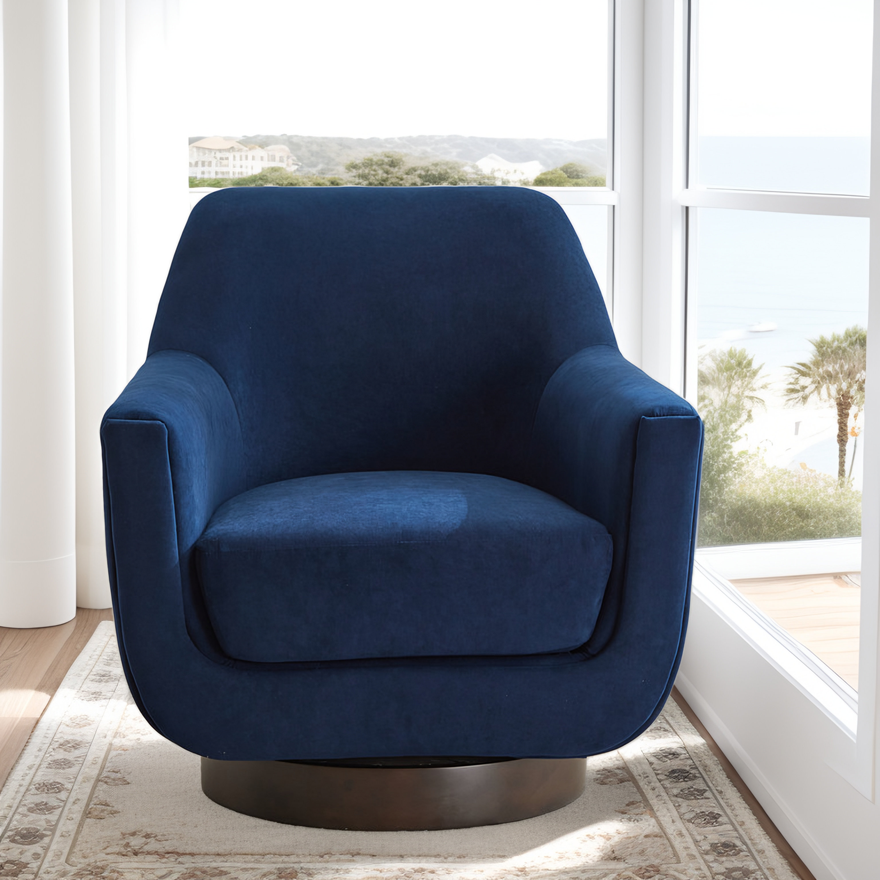 Ivy Bronx 360° Swivel Accent Barrel Chair, Upholstered Cozy Club Chairs ...