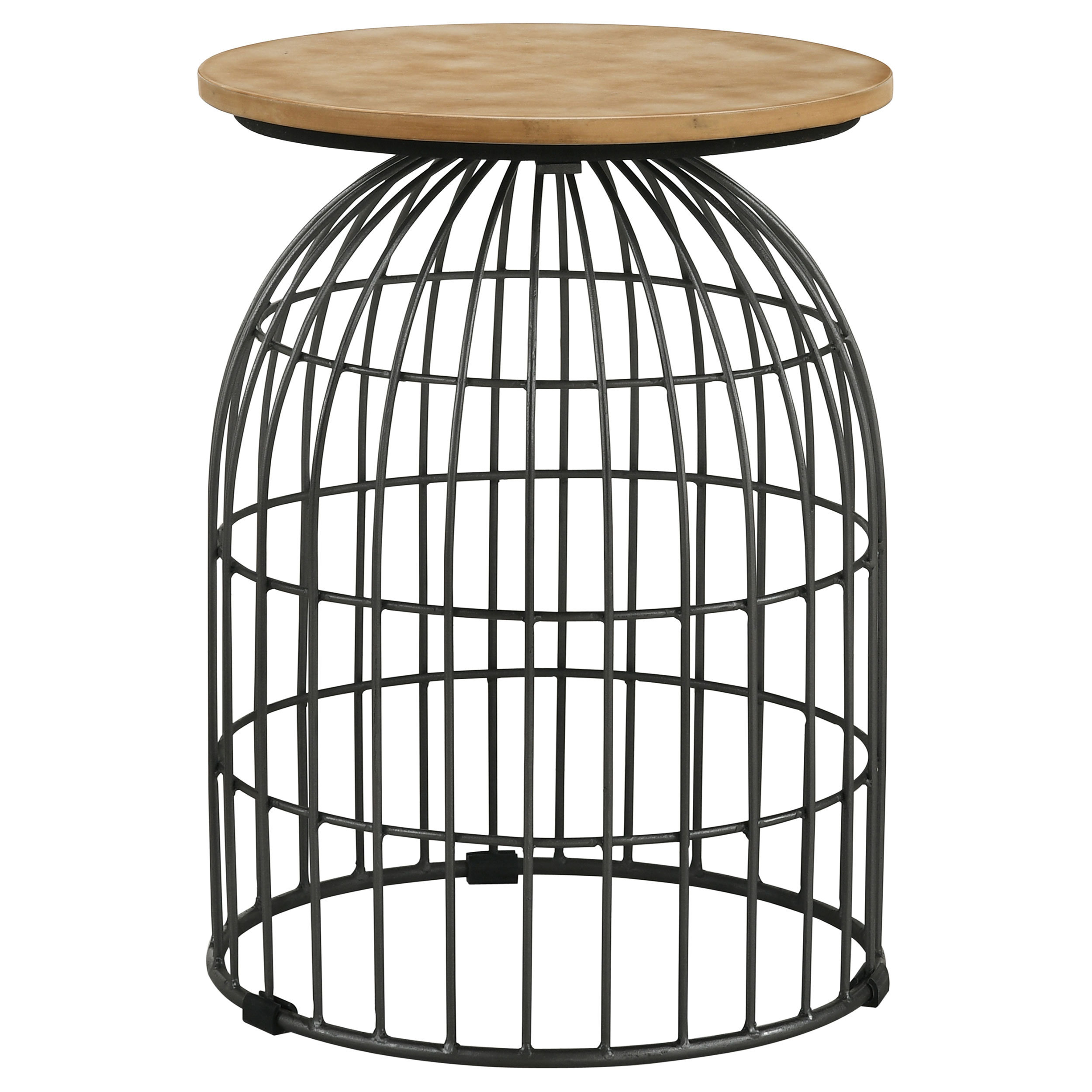 17 Stories Bernardo Round Wire Frame Side Table Natural and Gunmetal ...