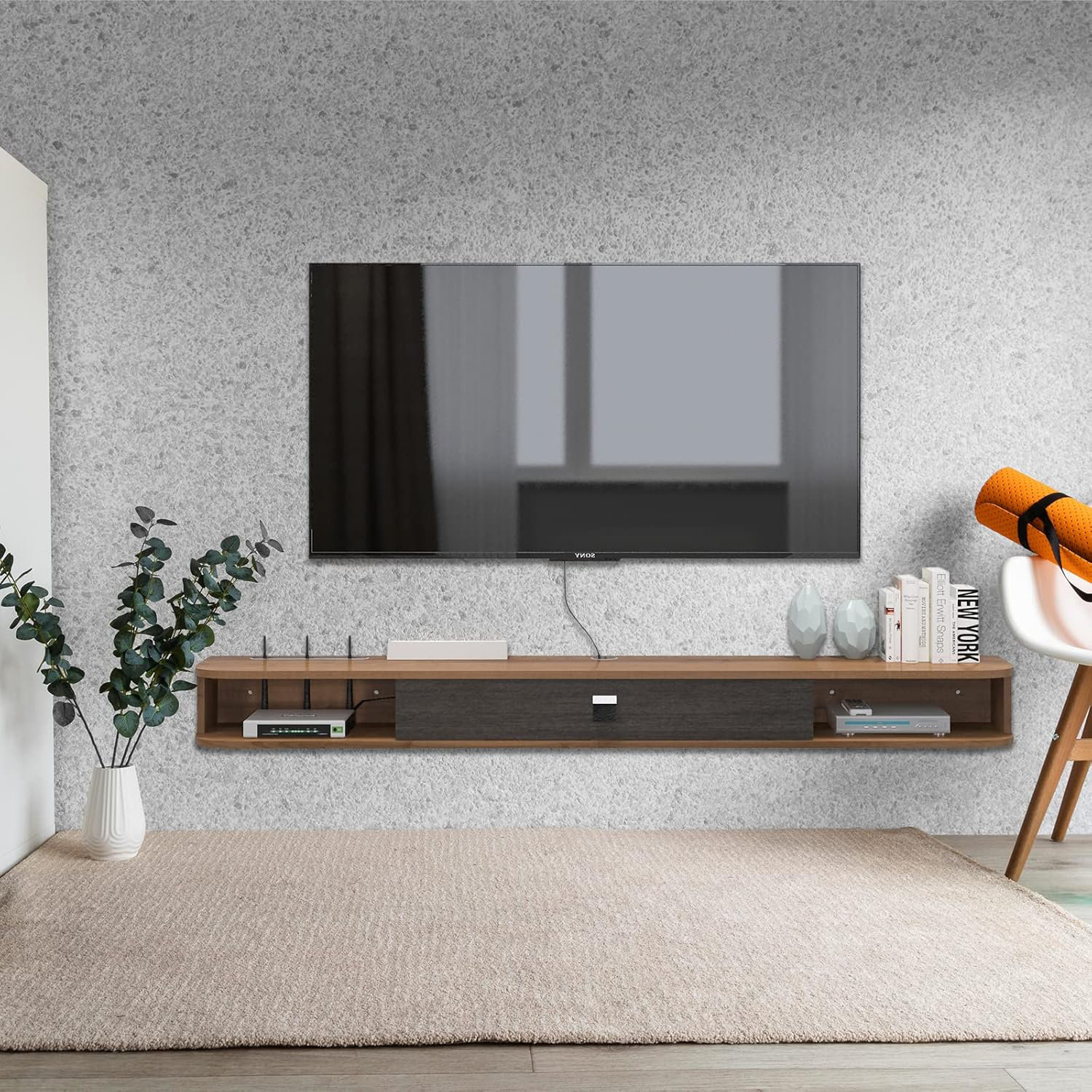 Latitude Run® Floating TV Shelf, 47'' Wall Mounted TV Stand Floating TV ...