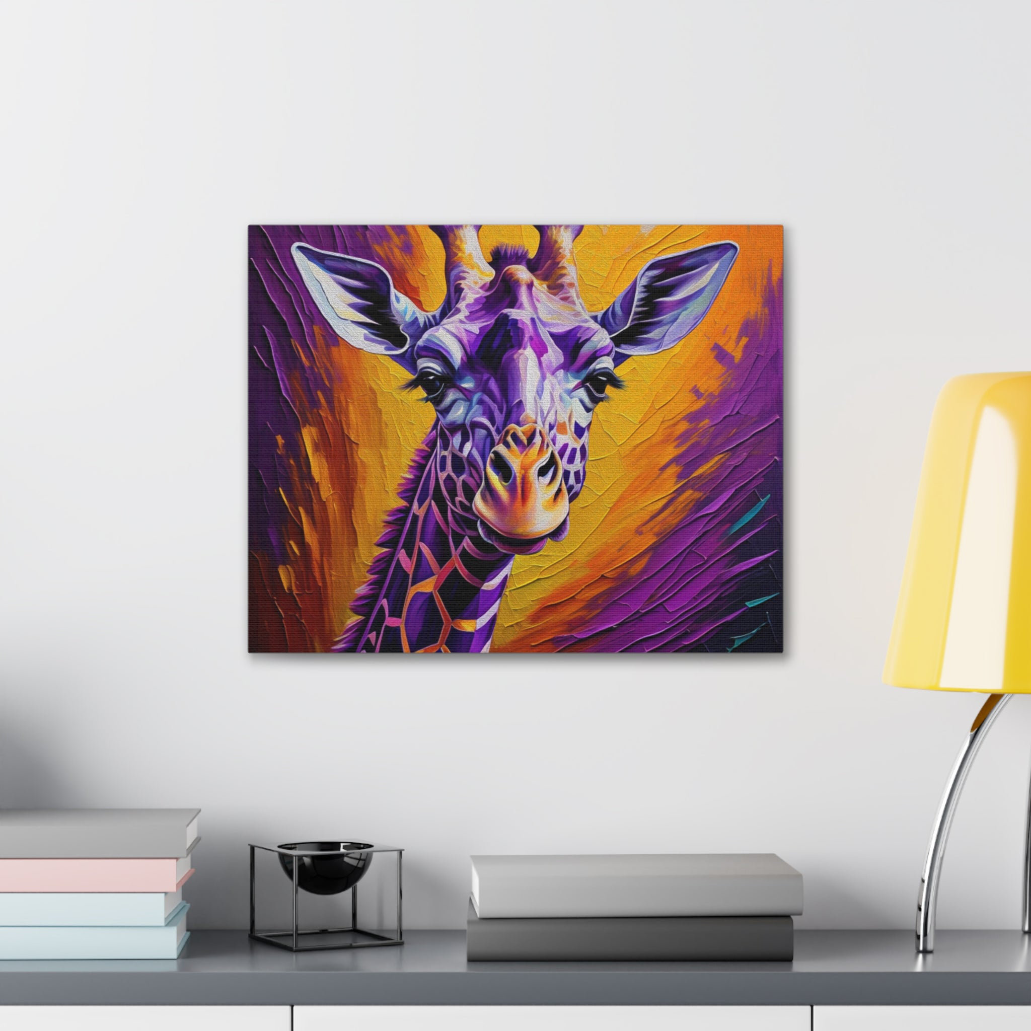 Dakota Fields Giraffe Abstract Purple Modern Oil Painting Canvas Wall ...