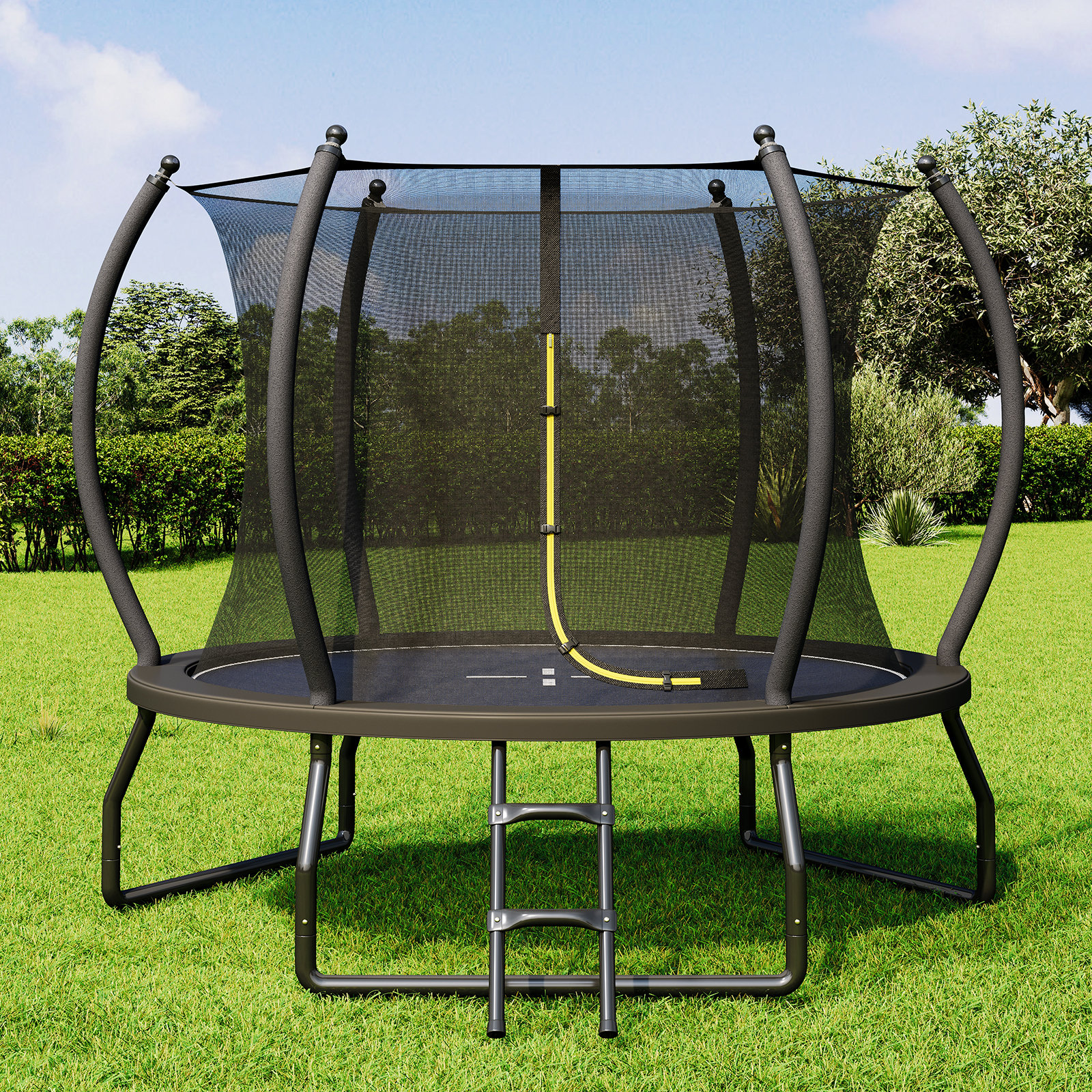 Albott 8FT Outdoor Trampoline with Enclosure Net and Ladder ...