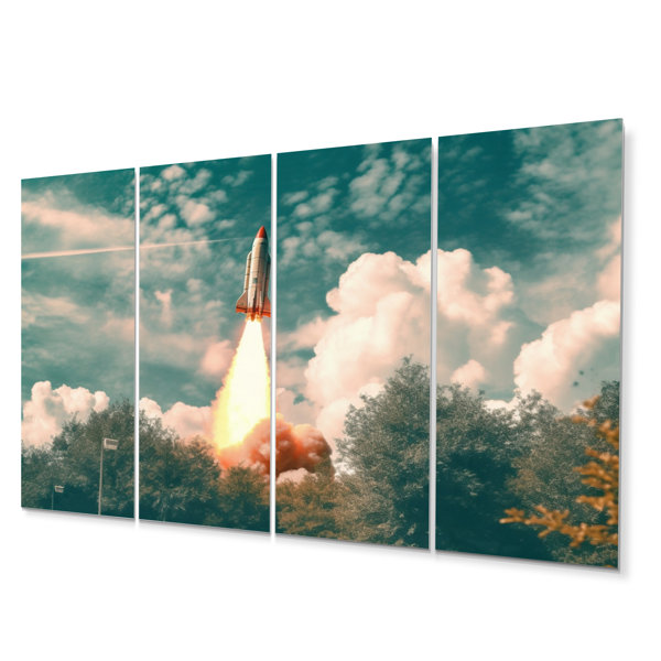 Design Art Spaceship Rocket in Florida I - Modern Metal Wall Decor Set ...