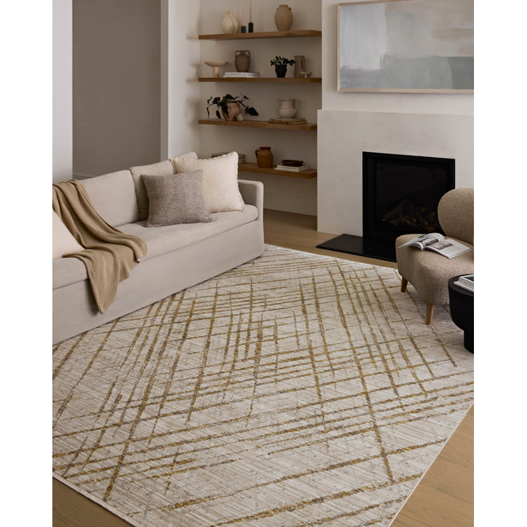 17 Stories Marlia Beige / Gold Area Rug | Wayfair