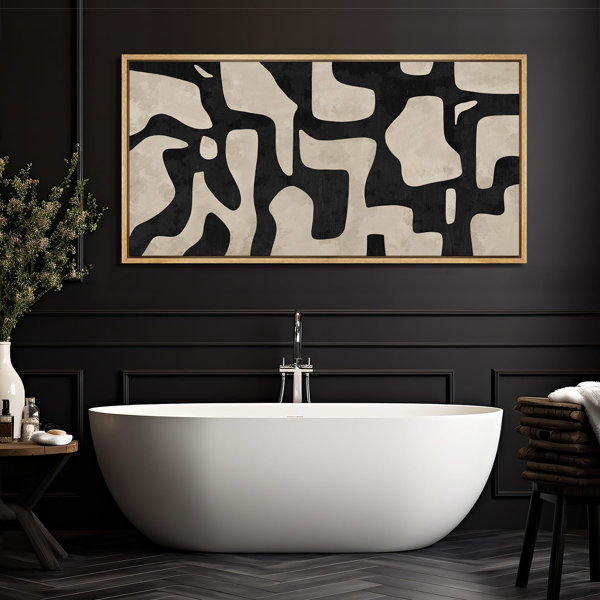 IDEA4WALL Mid Century Shape Abstract Contours, Black And White Beige ...
