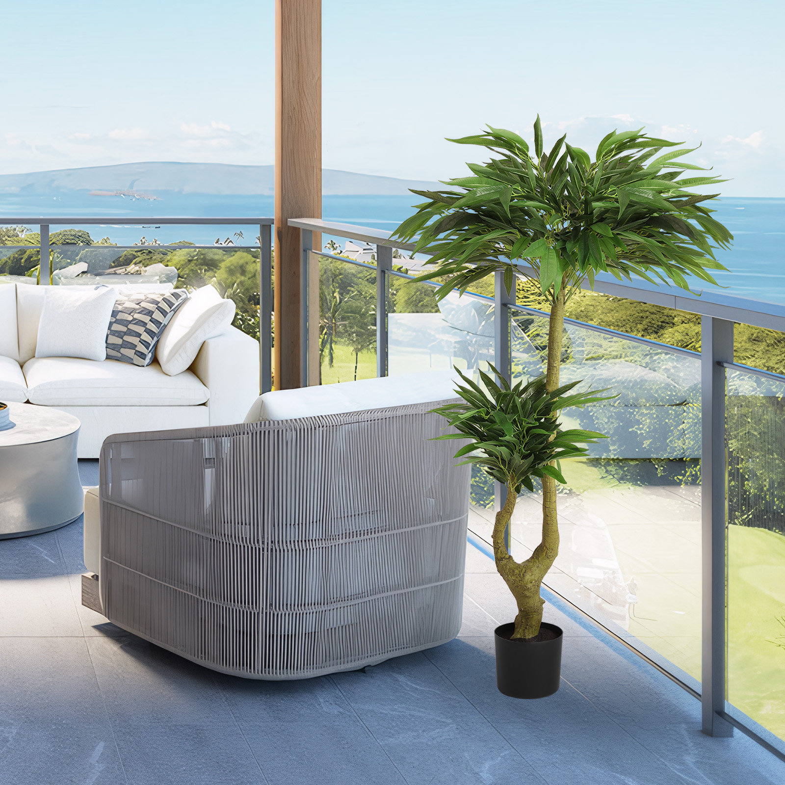 Primrue 59" Tall Artificial Willow Tree, UV Resistant Faux Green Plant ...