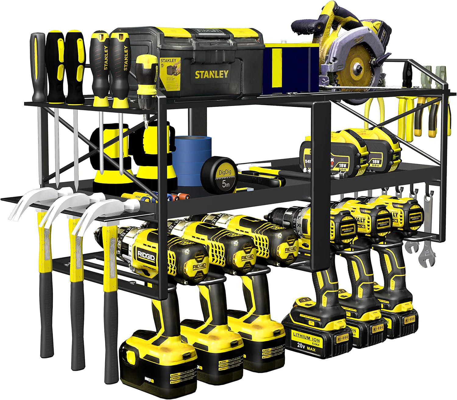 17 Stories Heavy Duty Wall Mounted Power Tool Organizer With 6 Drill ...
