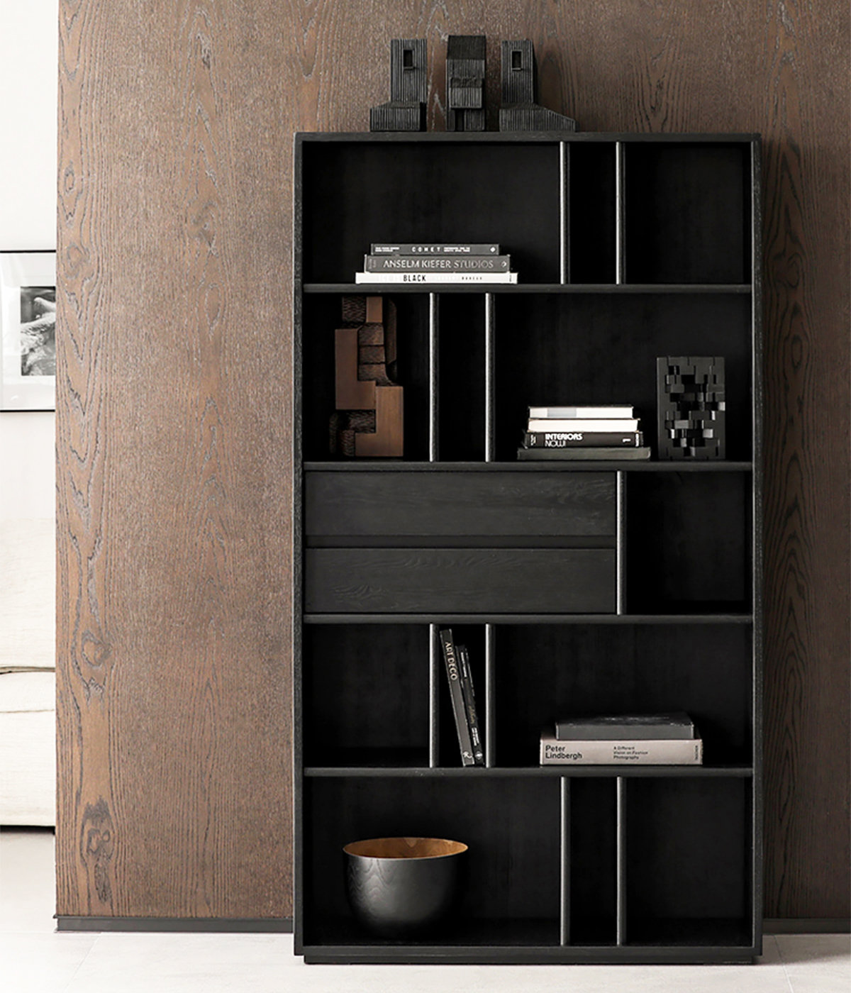 EliteFurnishings Minimalist Modular Wood Bookcase with Drawers ...
