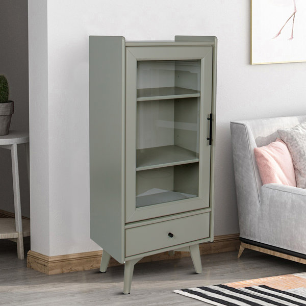 Corrigan Studio® Modern Style Storage Cabinet with Glass Doors and a ...