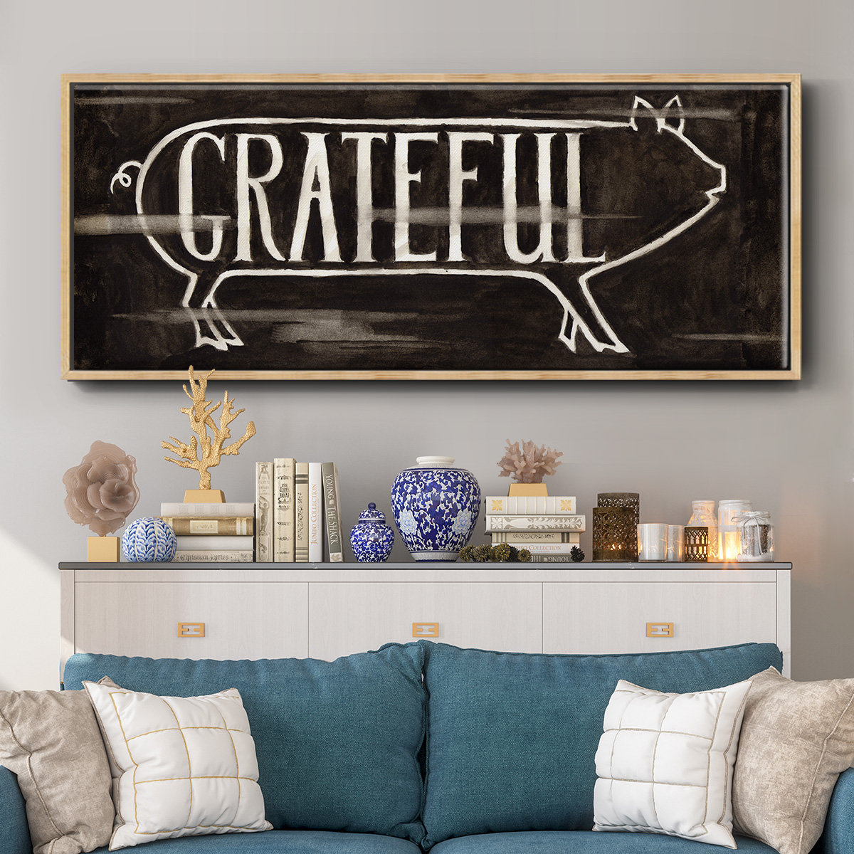 Red Barrel Studio® Grateful Pig- Framed Canvas | Wayfair
