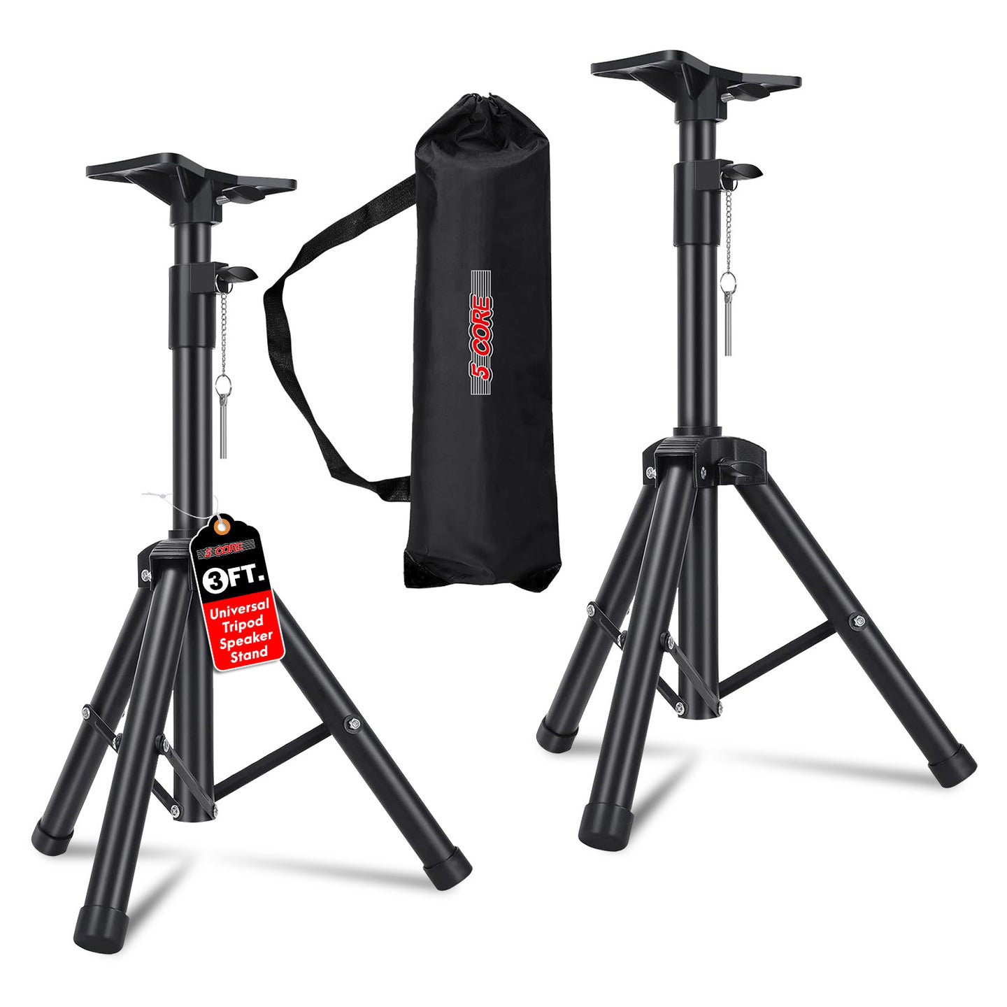 5 Core Speaker Stand Tripod Tall Adjustable 36 Inch DJ Pole Mount ...