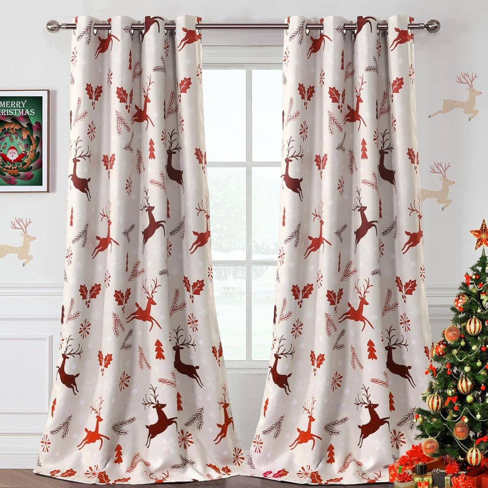 The Holiday Aisle® Christmas Curtains For Living Room Thermal Insulated ...