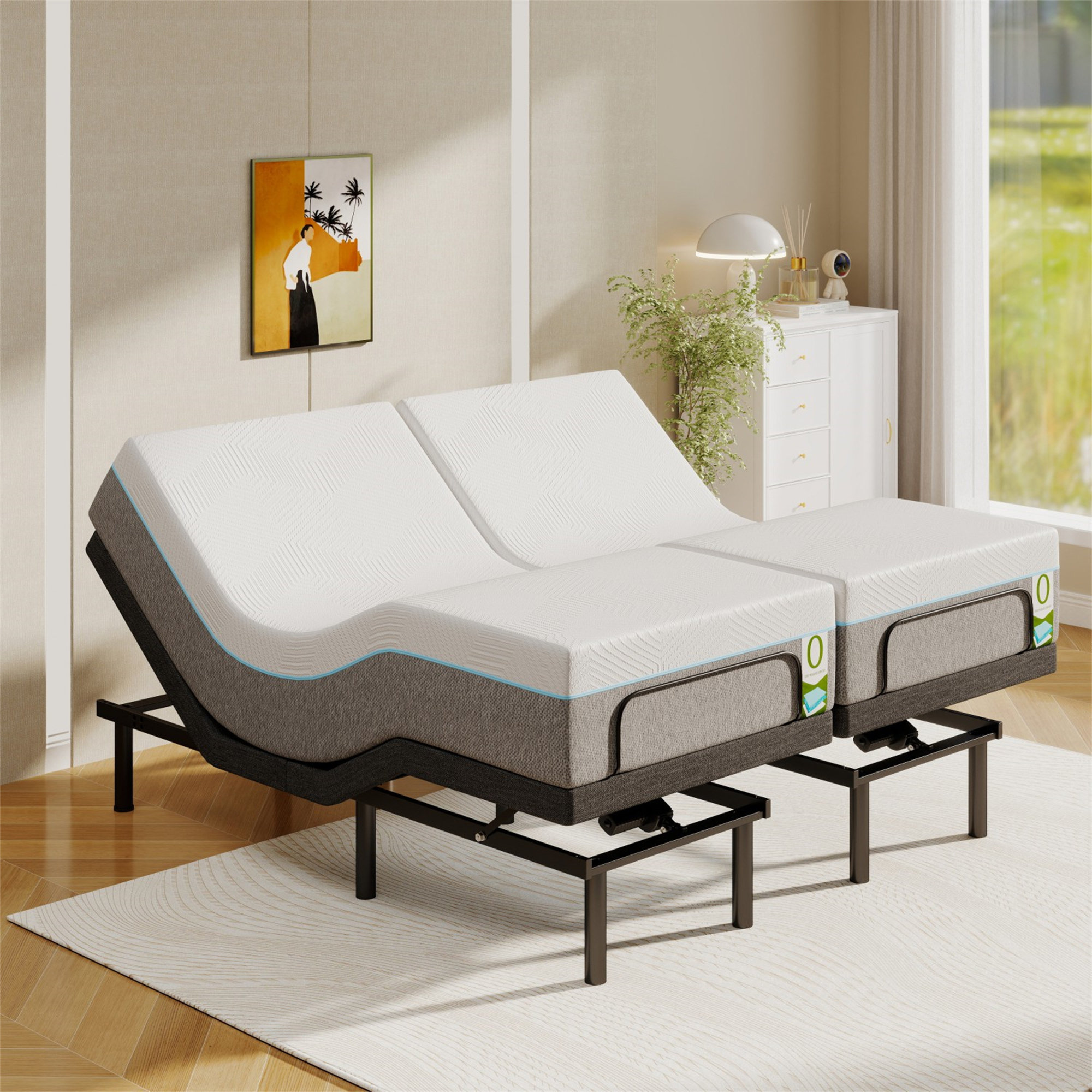 Alwyn Home Split King Adjustable Bed Set With 12" Gel Memory Foam ...