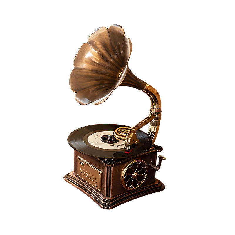 FECOPT Retro Gold Vintage Gramophone with Bluetooth connectivity | Wayfair
