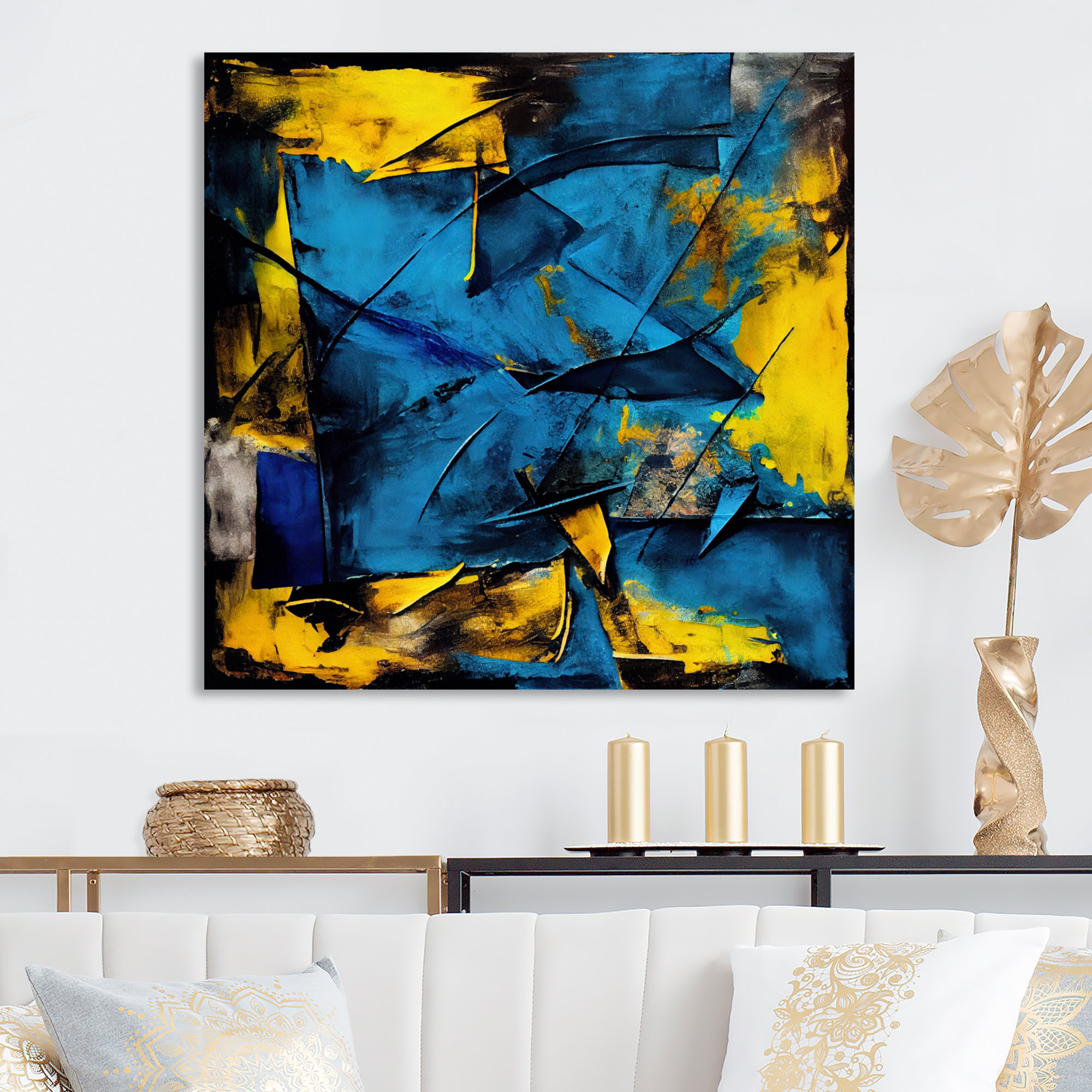 Wrought Studio™ Bliss Of Happiness In Yellow And Blue I - Abstract ...