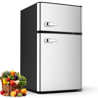 R.W.FLAME Double Door 3.2 Cu. Ft. Compact Refrigerator Mini Fridge with ...