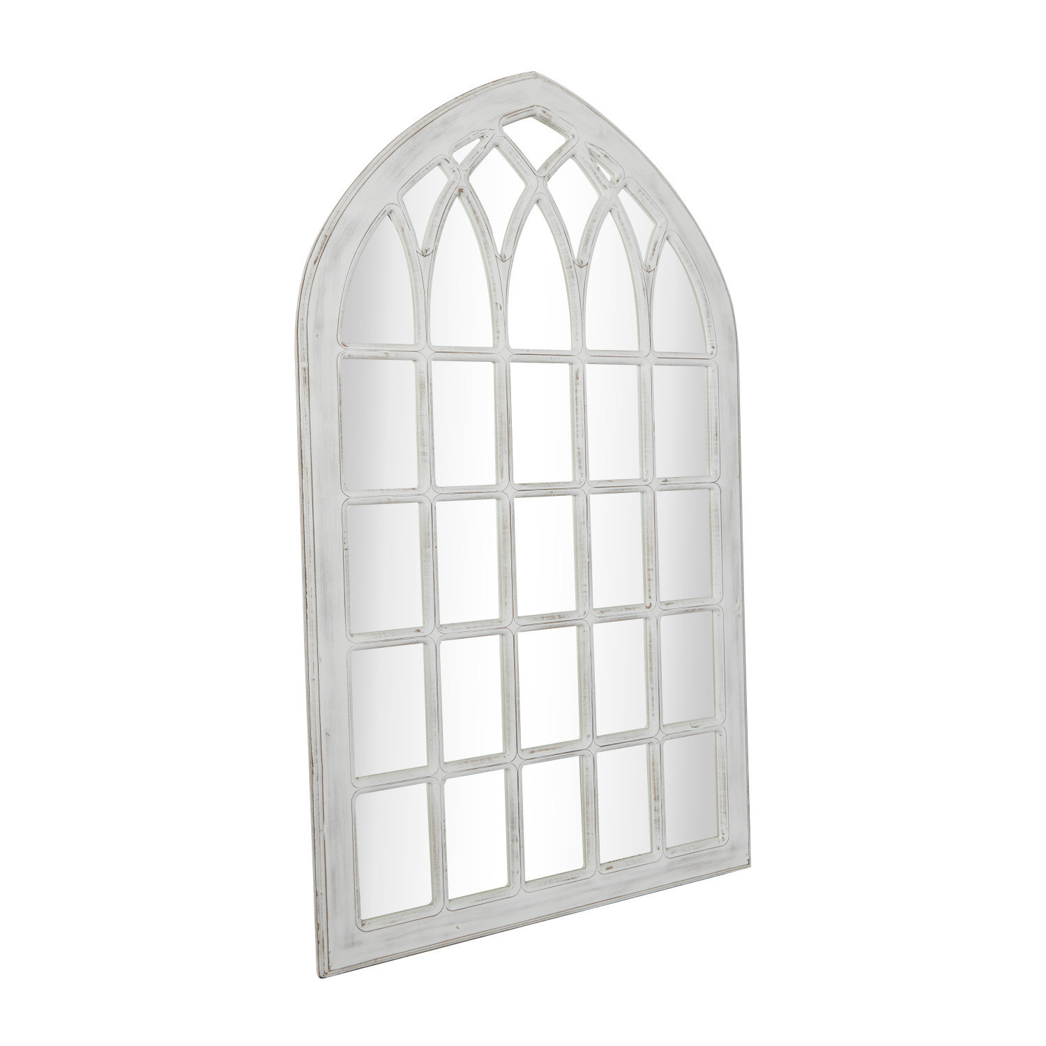 Rosalind Wheeler Cole And Grey Wood Distressed Window Pane Wall Mirror ...