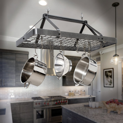 Enclume Carnival Steel Handcrafted Rectangle Hanging Pot Rack & Reviews ...