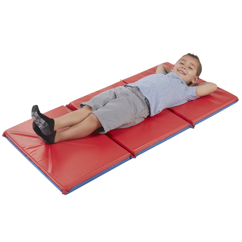 ECR4Kids Premium Folding Rest Mat, 3-Section, Sleeping Pad, Blue/Red, 5 ...