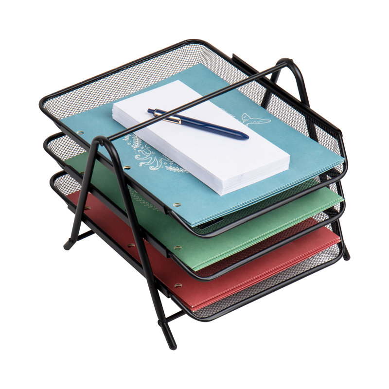 Mind Reader 3-Tier Paper Tray, File Storage, Desktop Organizer, Metal ...