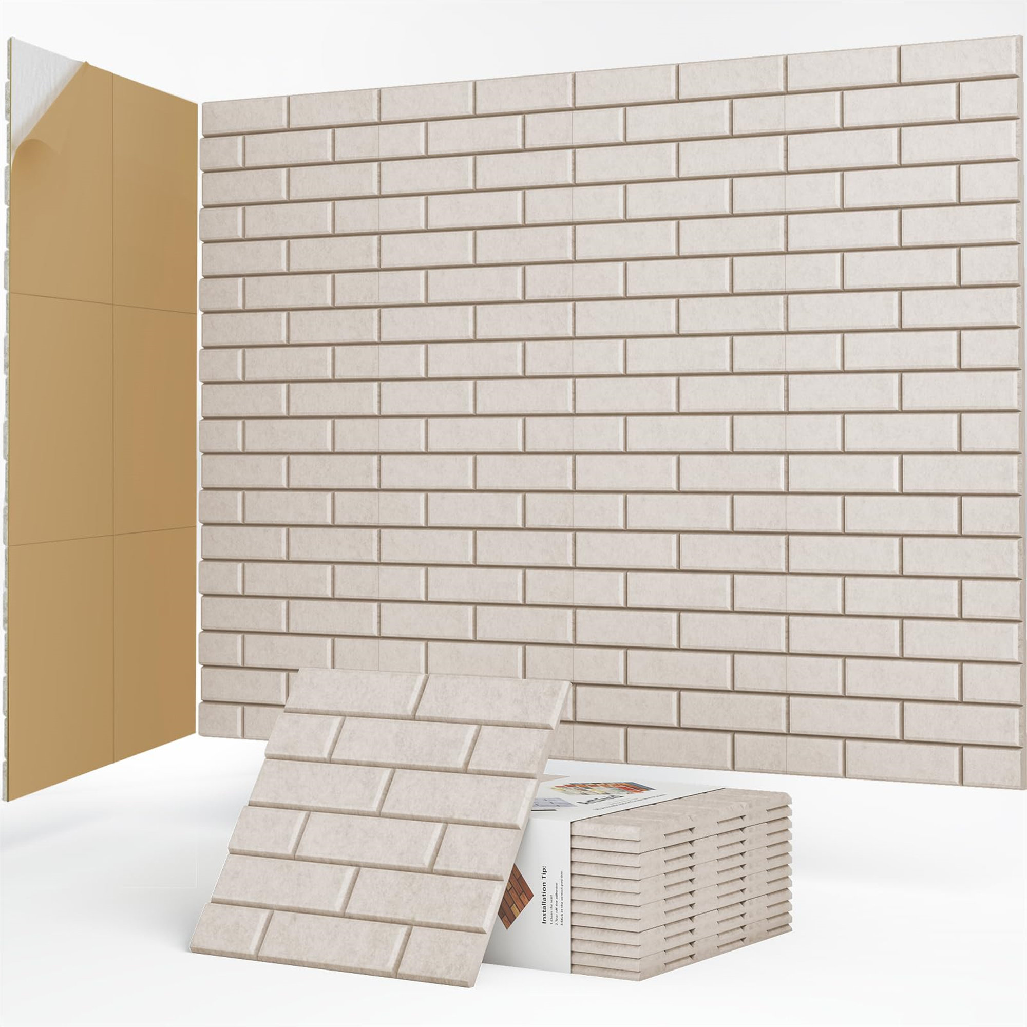Naomi 12 Pack Acoustic Panels Self-Adhesive, Brick Sound Proofing ...