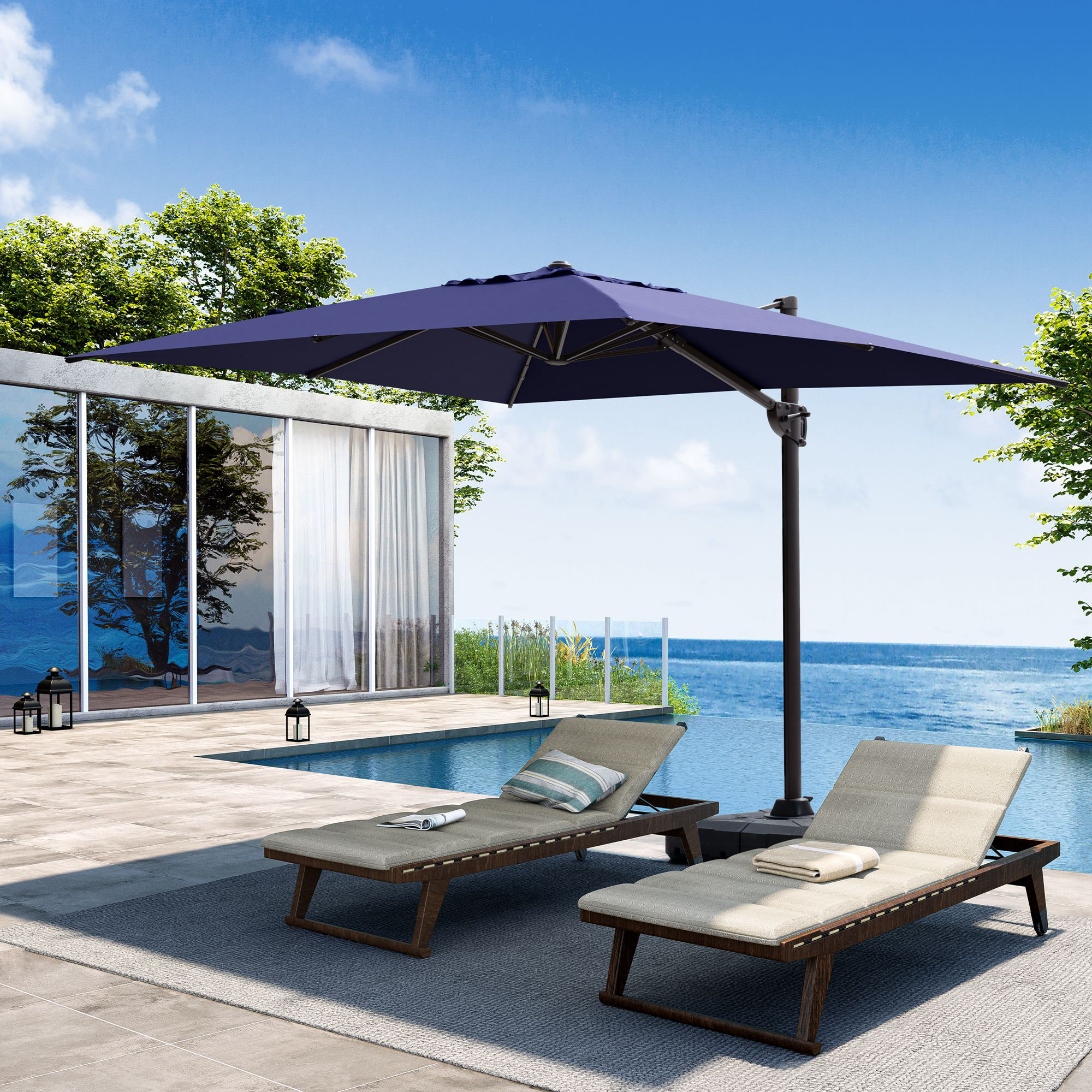 Freeport Park® Herrell 108'' x 132'' Rectangular Cantilever Umbrella ...