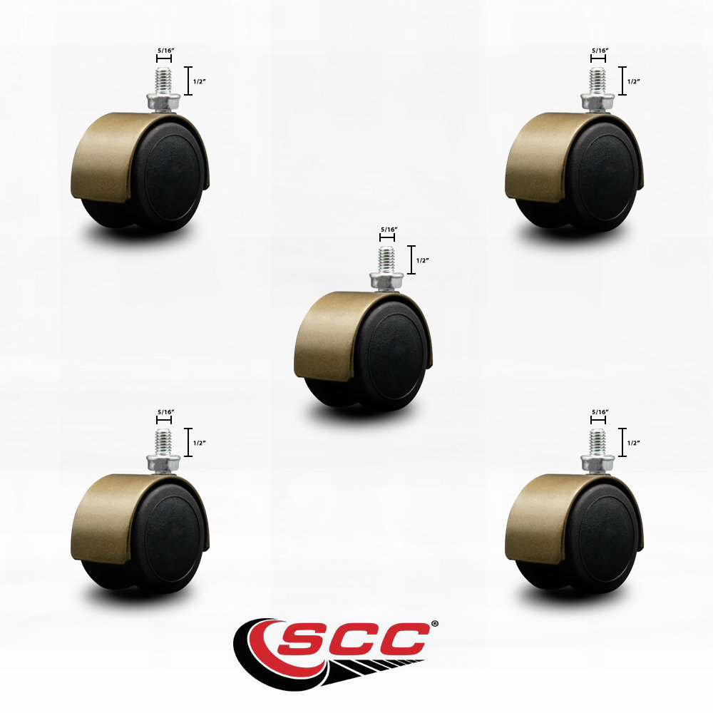 Service Caster 2 Inch Floor Safe Hooded Twin Wheel Caster 5/16 Threaded ...