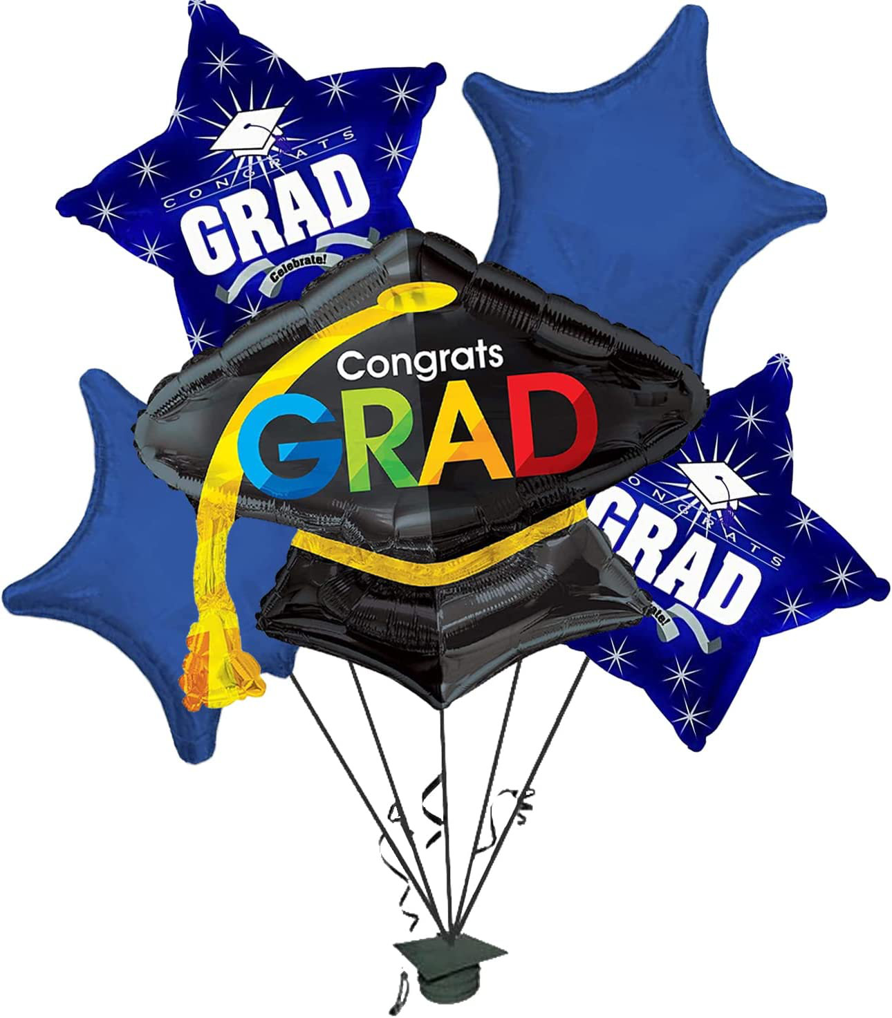 Pmu Graduation "Congrats Grad" Foil Balloon Bouquet (5/Pkg) Pkg/1 | Wayfair