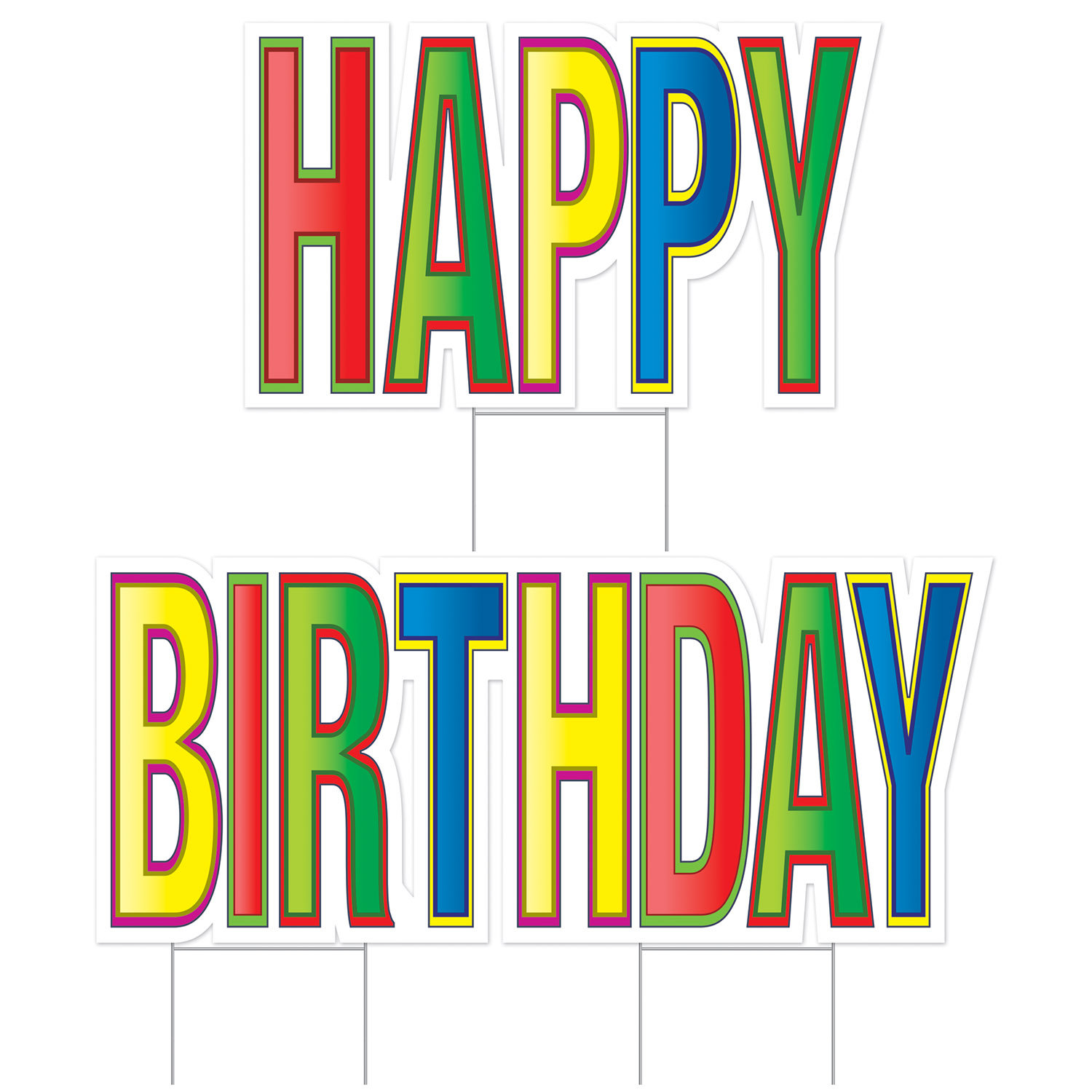 Orren Ellis Plas Jumbo Happy Birthday Yard Sign Set | Wayfair