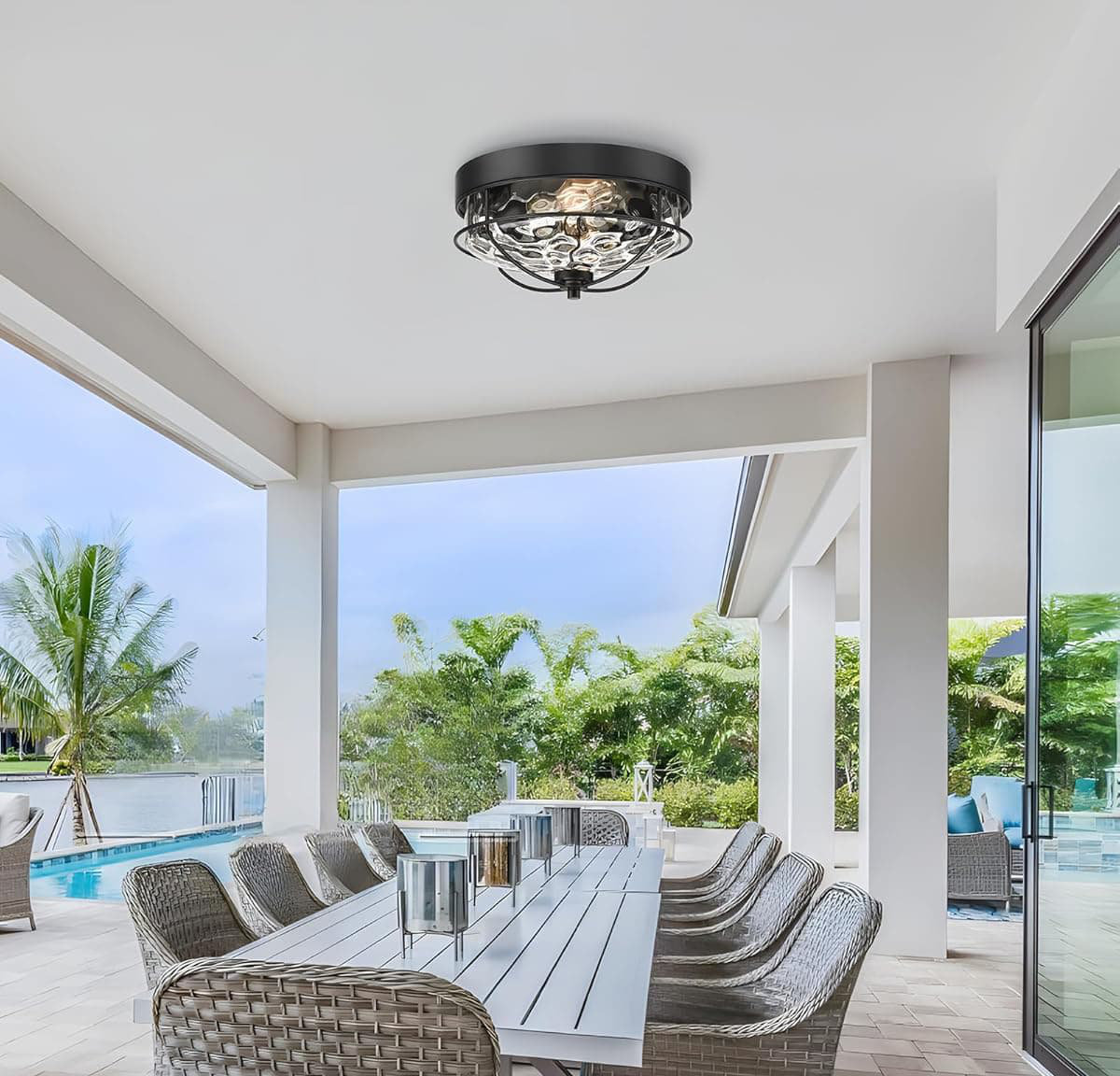 Lark Manor 12-Inch 2-Light Black Farmhouse Flush Mount Ceiling Light ...