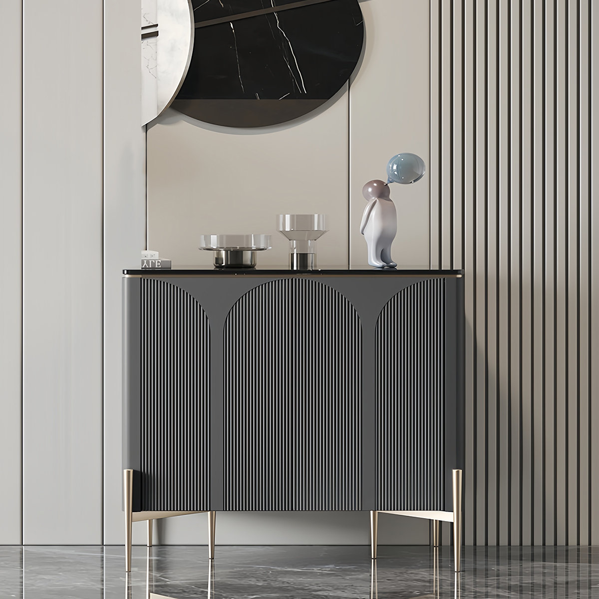 Licalilo Minimalist Marble Luxury Storage Cabinet | Wayfair