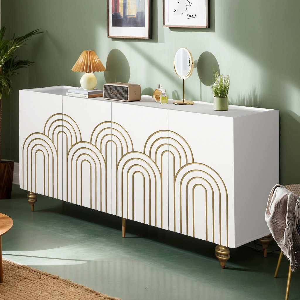 House of Hampton Modern Fluted Sideboard With Curve Element With Strict ...