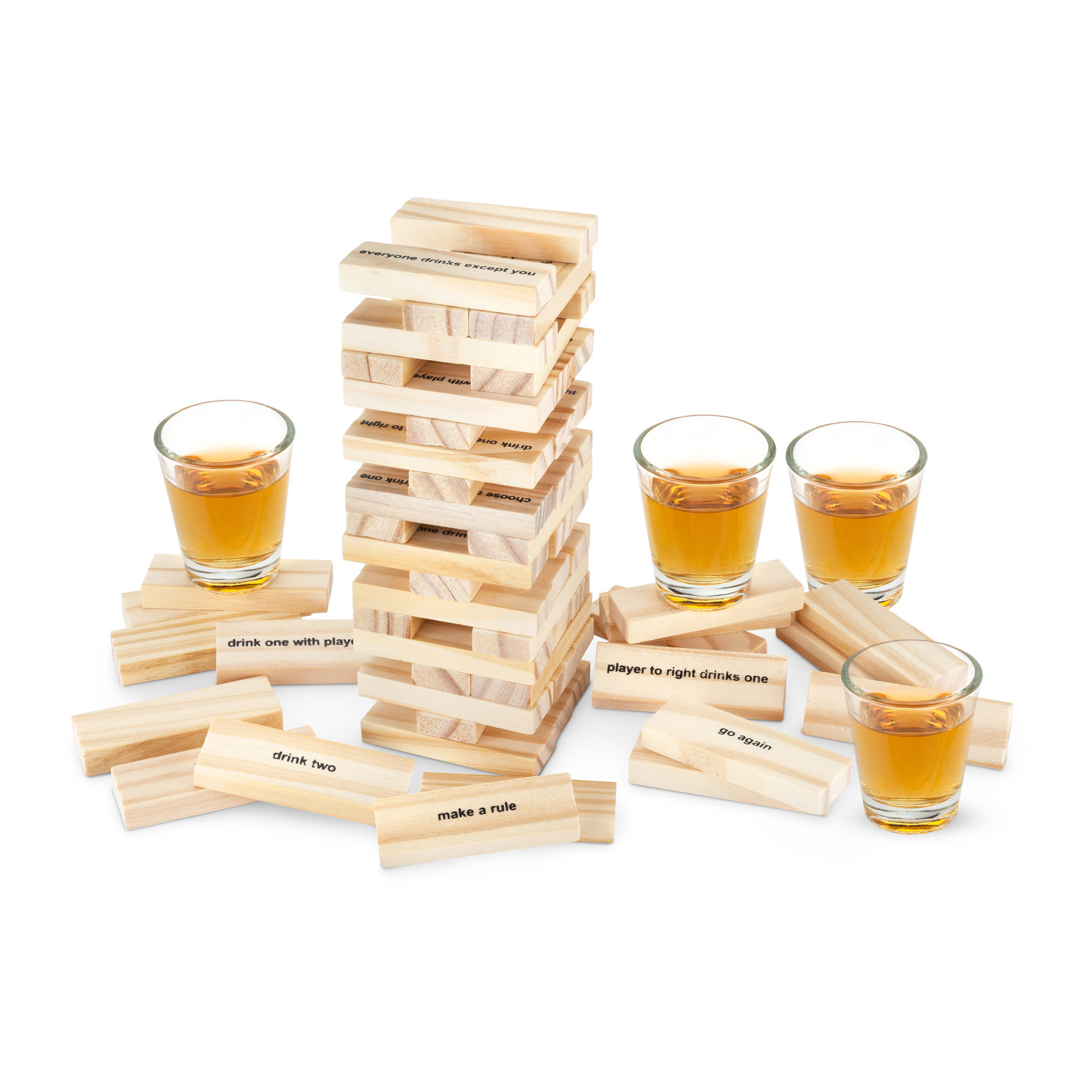 True Stack Stacking Blocks Drinking Game with Shot Glasses & Reviews ...