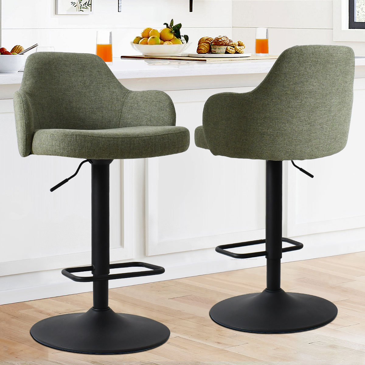 Wade Logan® Arce Swivel Upholstered Adjustable Height Counter Stool ...
