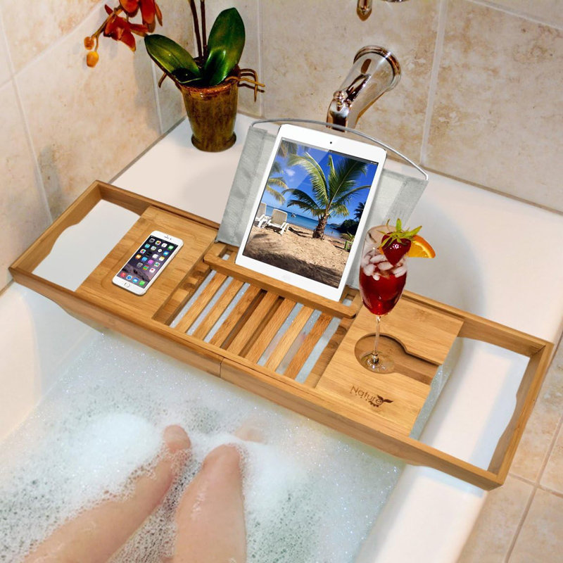 Rebrilliant Nathin Freestanding Bamboo Bath Caddy | Wayfair
