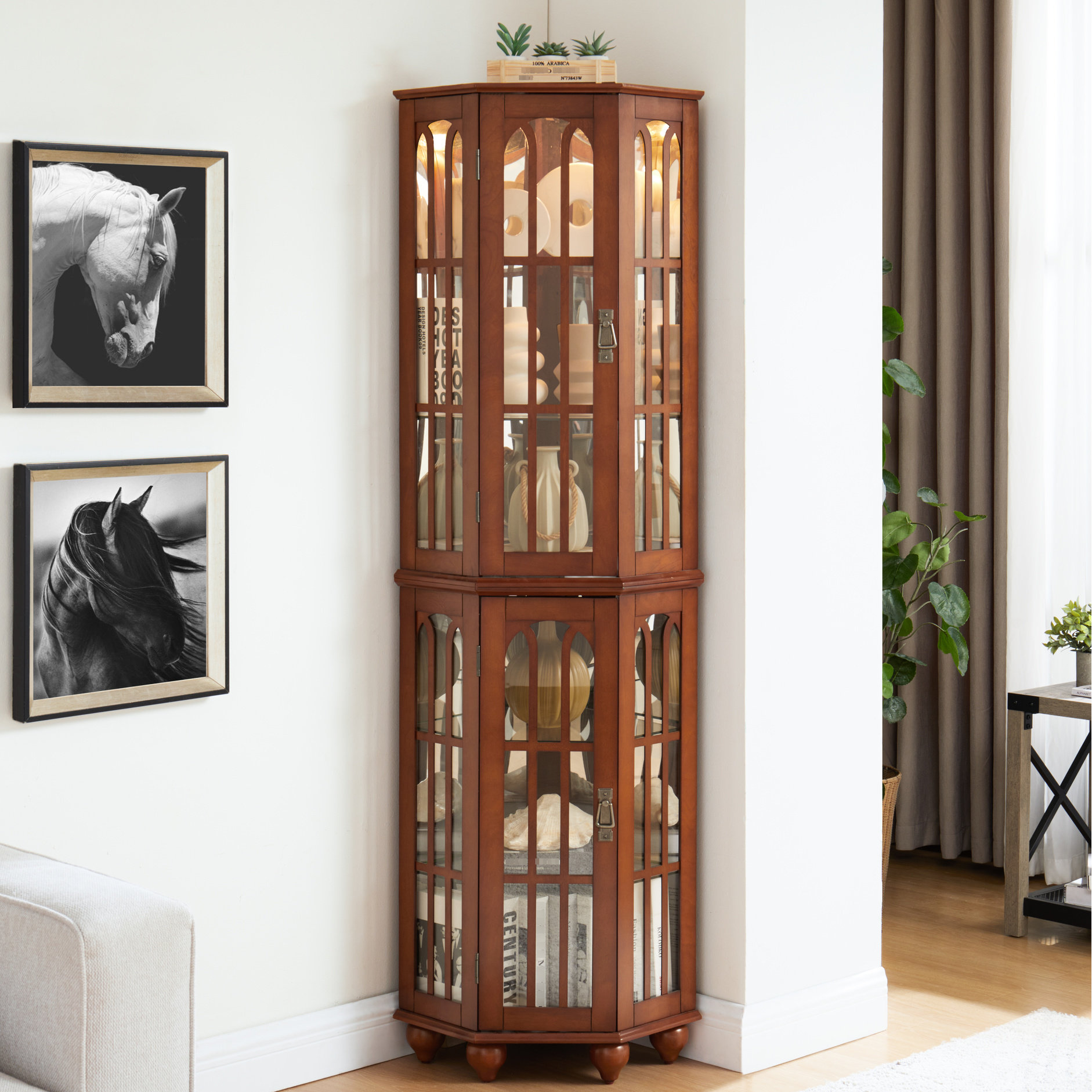 Red Barrel Studio White Curio Cabinet With 4 Adjustable Shelves And ...