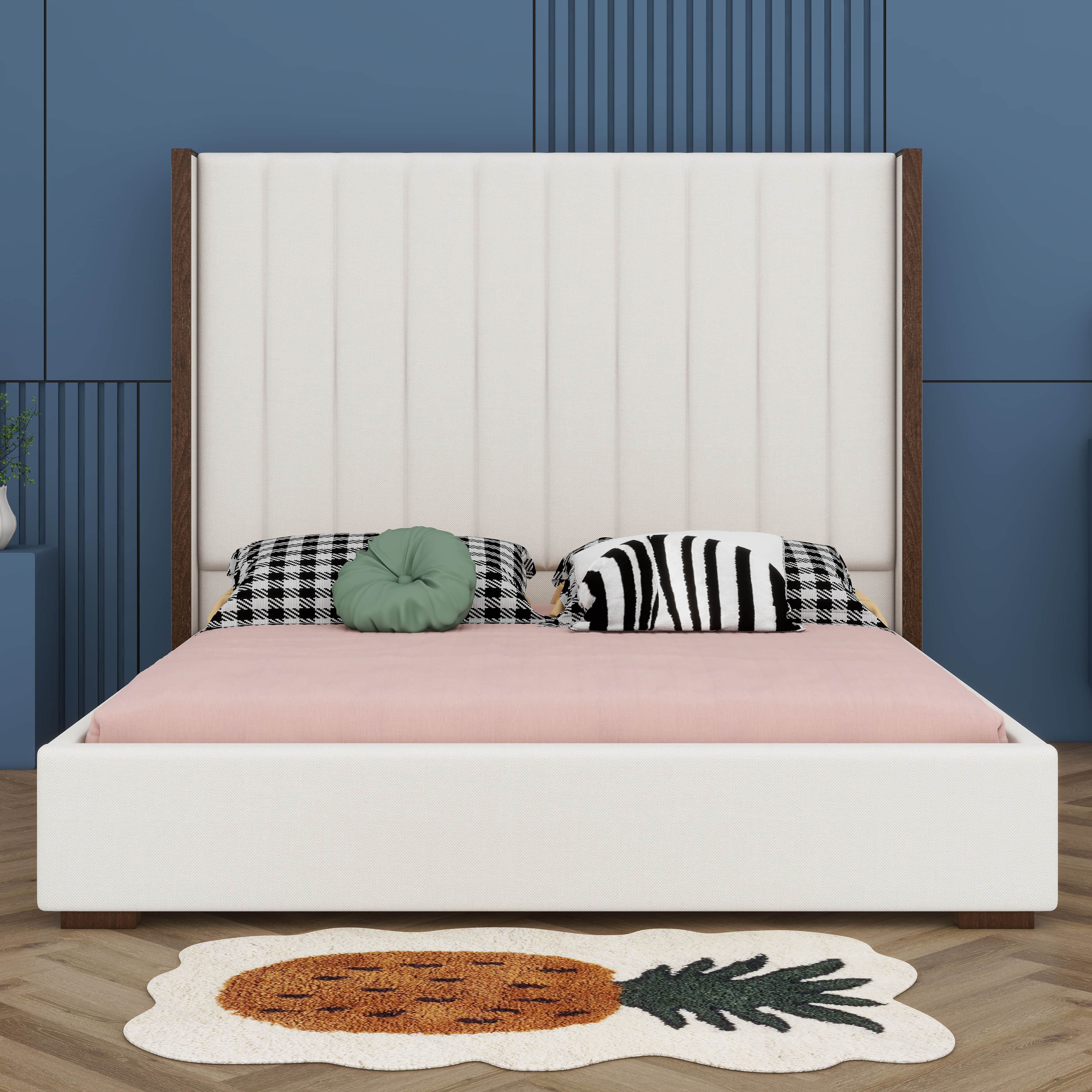 Red Barrel Studio Linen Wingback Bed Frame Platform, 67.5" Tall ...
