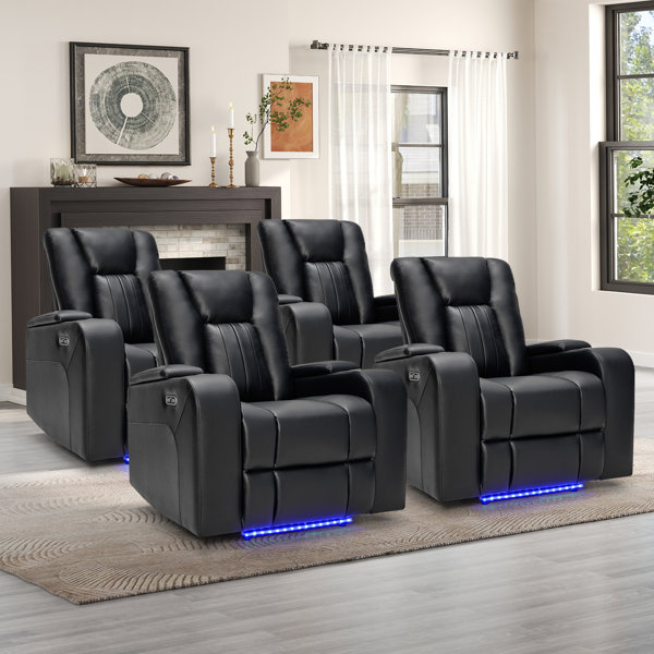 Wrought Studio 38'' Modern Upholstered Home Theater Power Recliner With ...