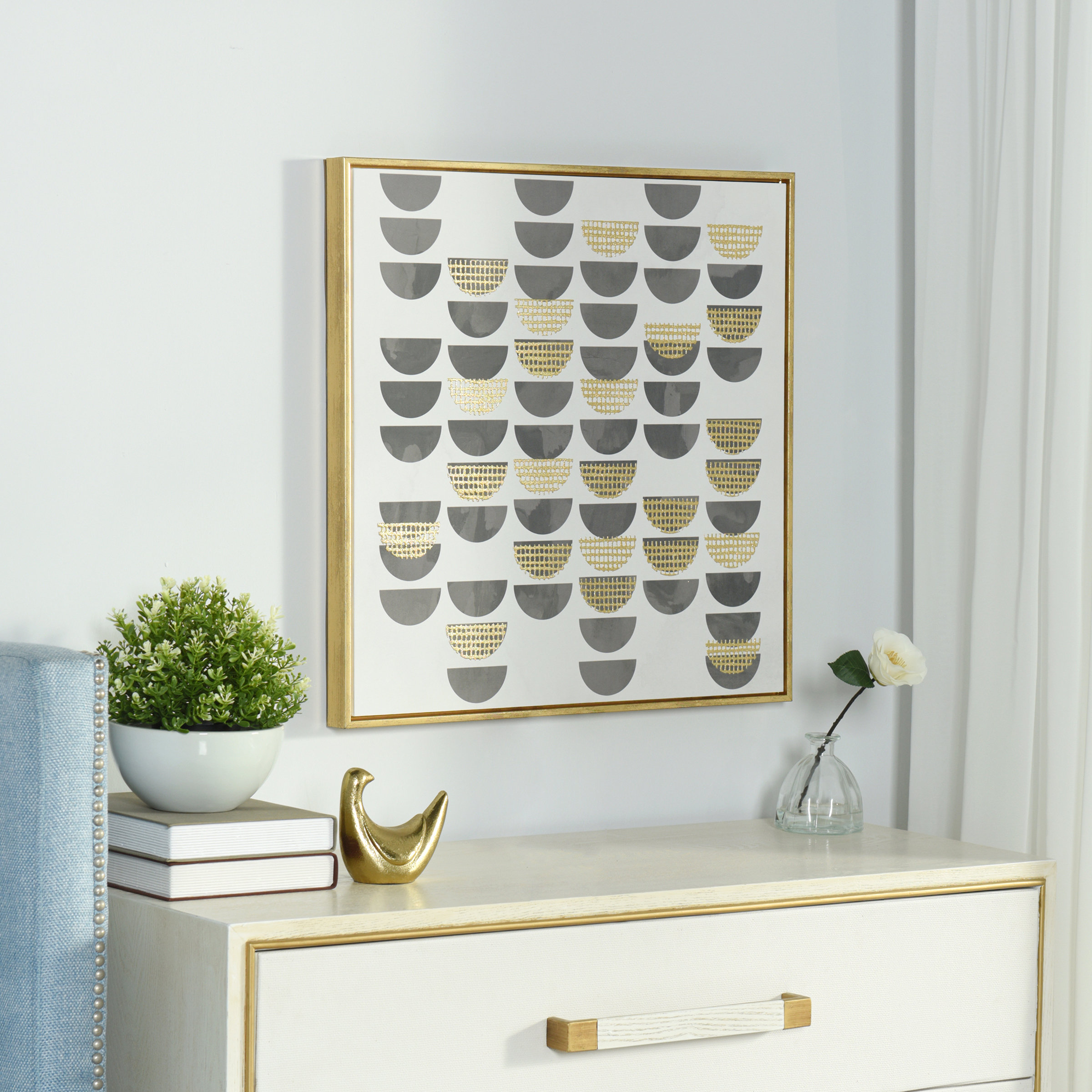 George Oliver Half Moon Games - Printed Canvas Framed with Foil Accents ...