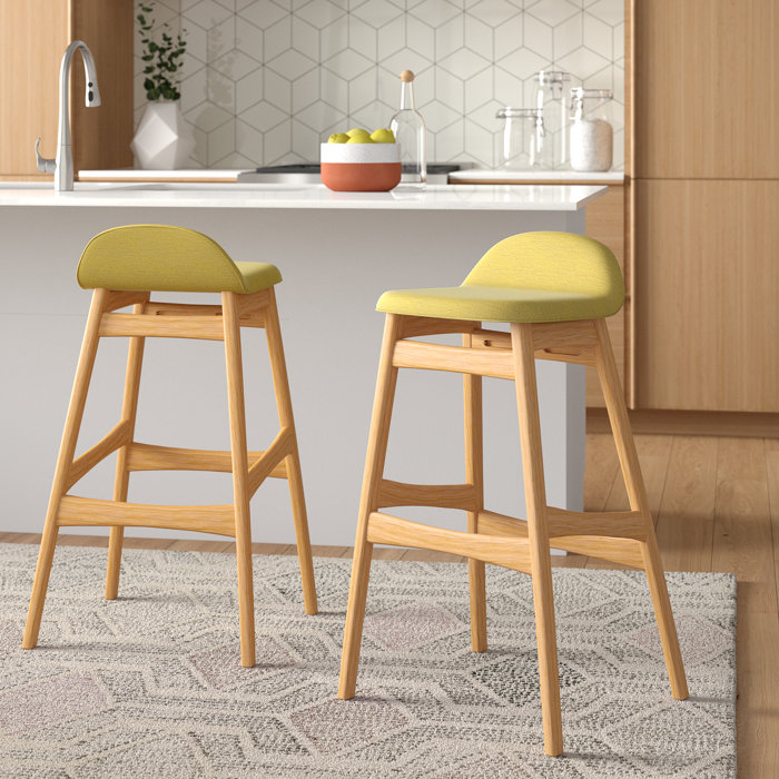 Wade Logan® Breashears Upholstered 30'' Counter Stool with Solid Wood ...