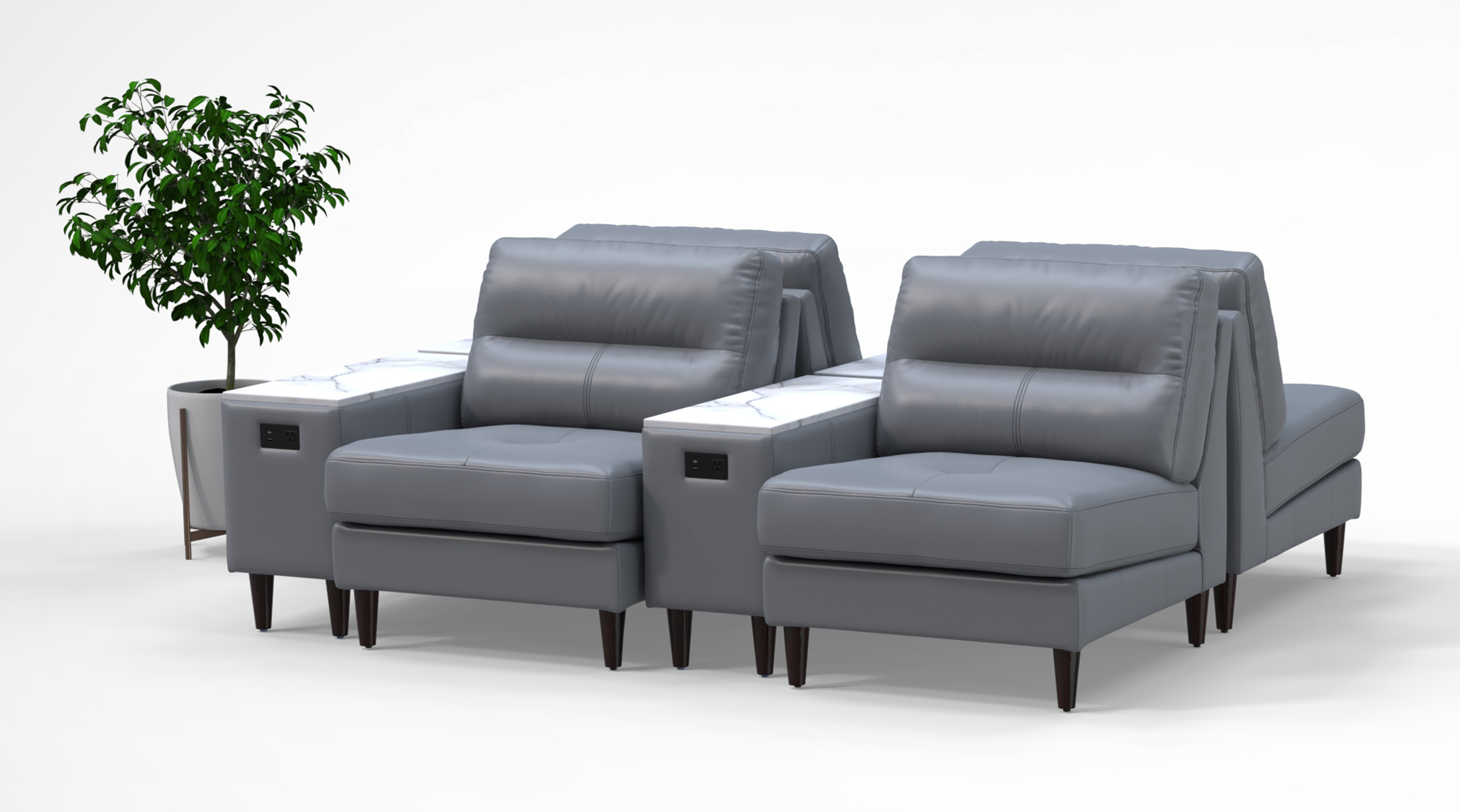 Reunion 4 Person Waiting Room Reception Chairs With Charging Tables 8Pc ...