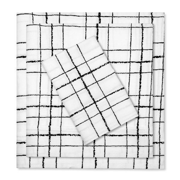 Gracie Oaks Latrica 100% Cotton Checkered Sheet Set | Wayfair