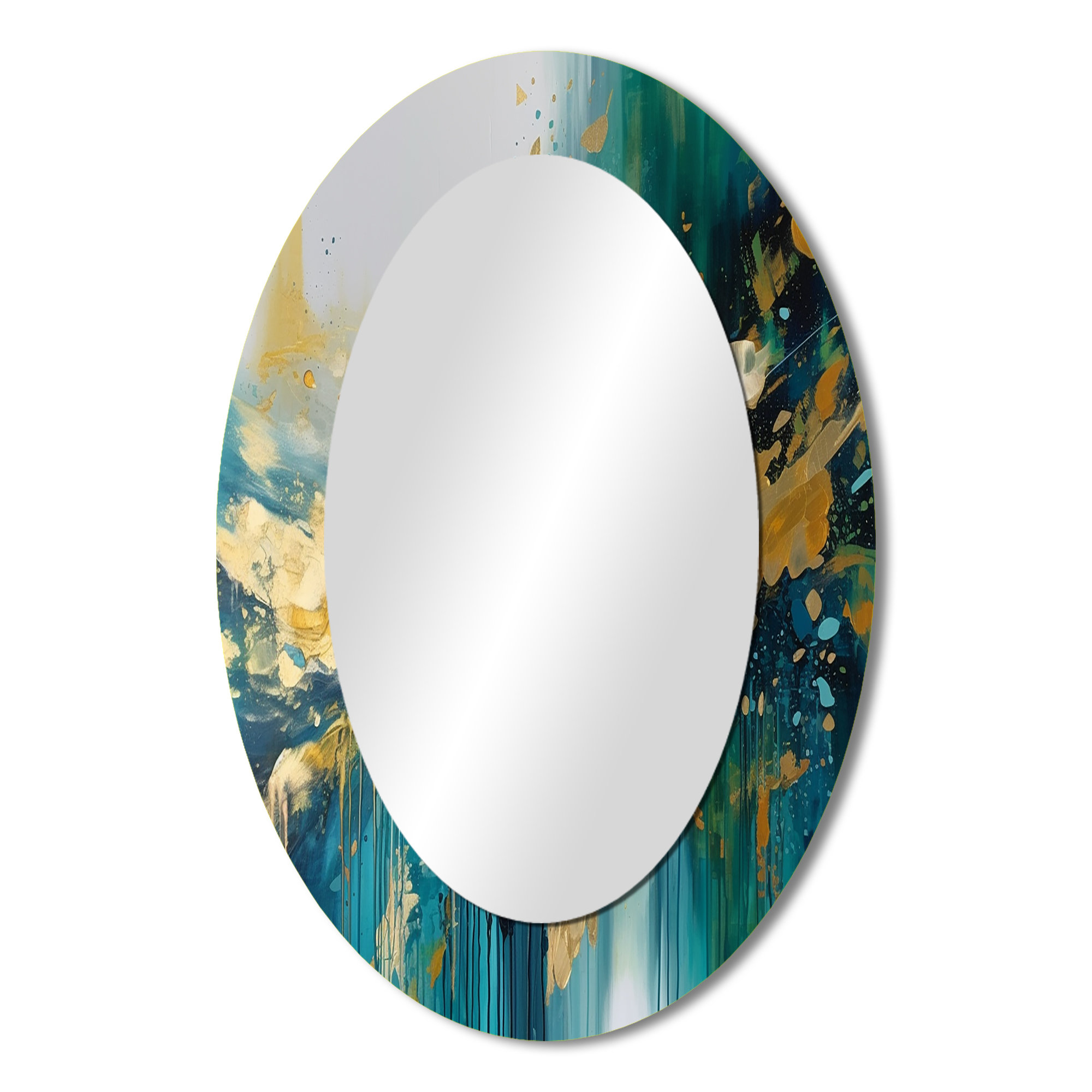 Mercer41 Golden Explosion Triangles IV - Modern Oval Wall Mirror | Wayfair