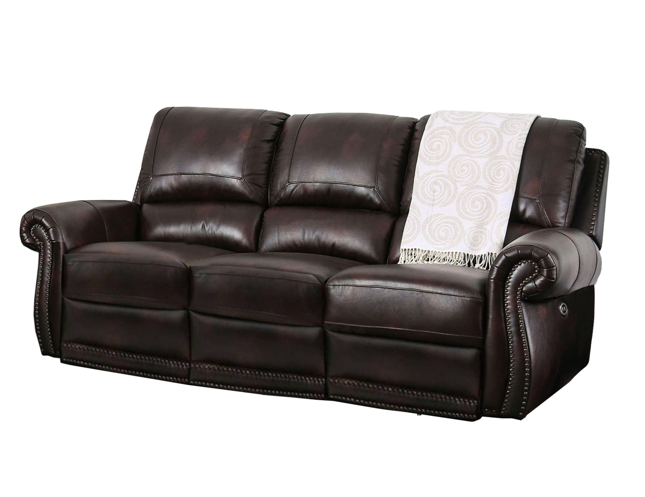 Canora Grey Southwold 83.5" Leather Match Rolled Arm Reclining Sofa ...