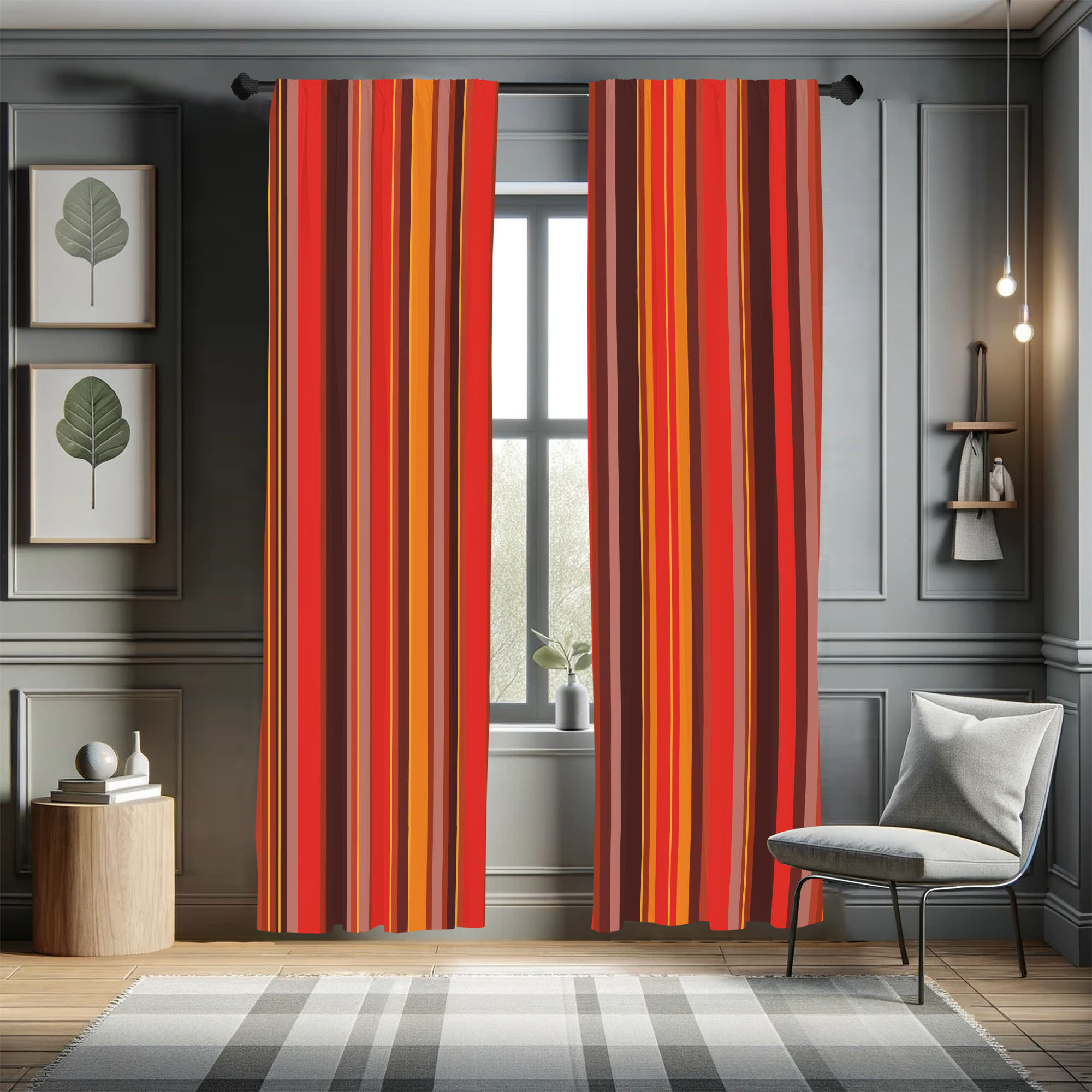 Wrought Studio™ Geometric Curtains, Tiny and Thick Lines, Pair of 28 ...