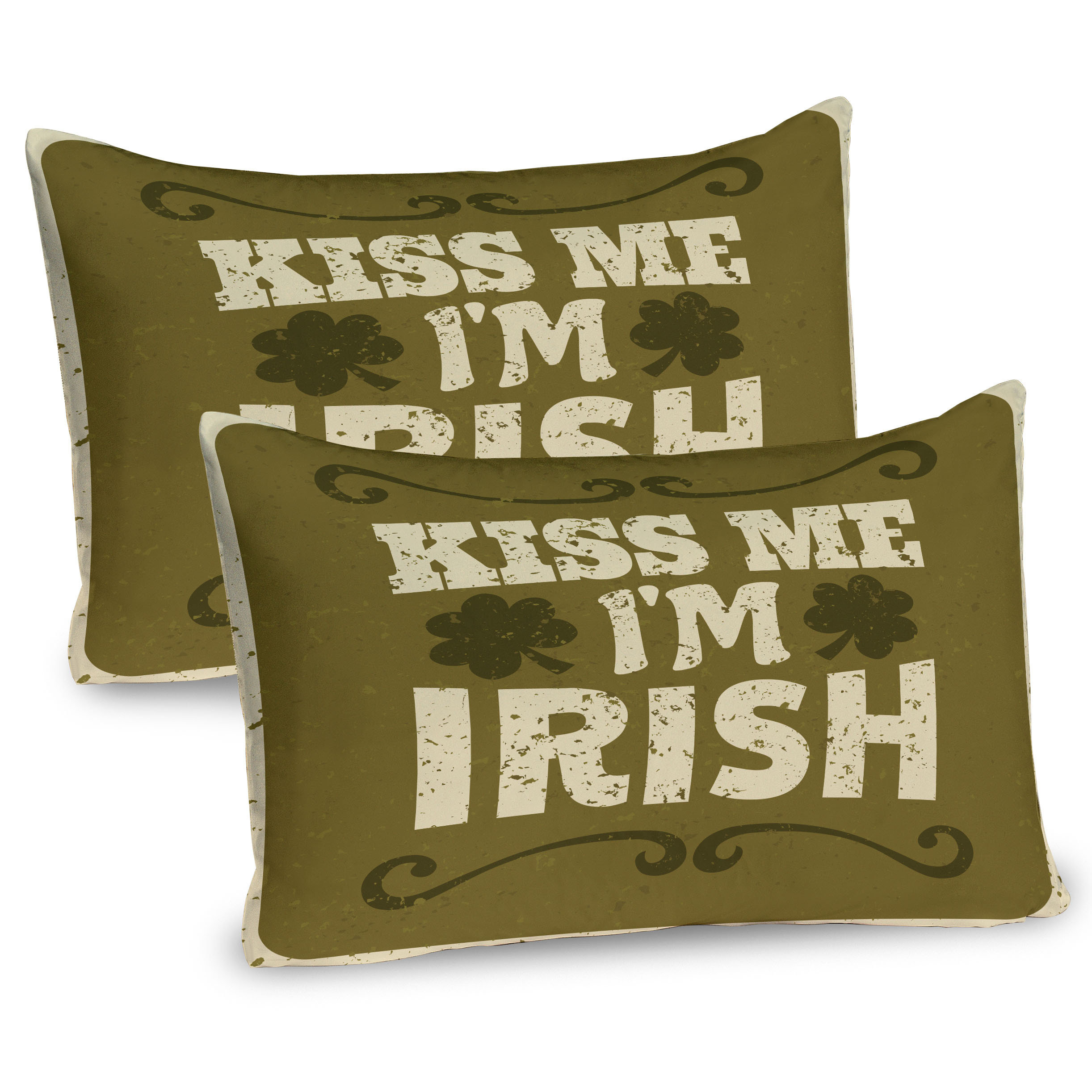 Ambesonne Saying Pillow Sham 2 Pack Irish Culture Elements Cream and ...