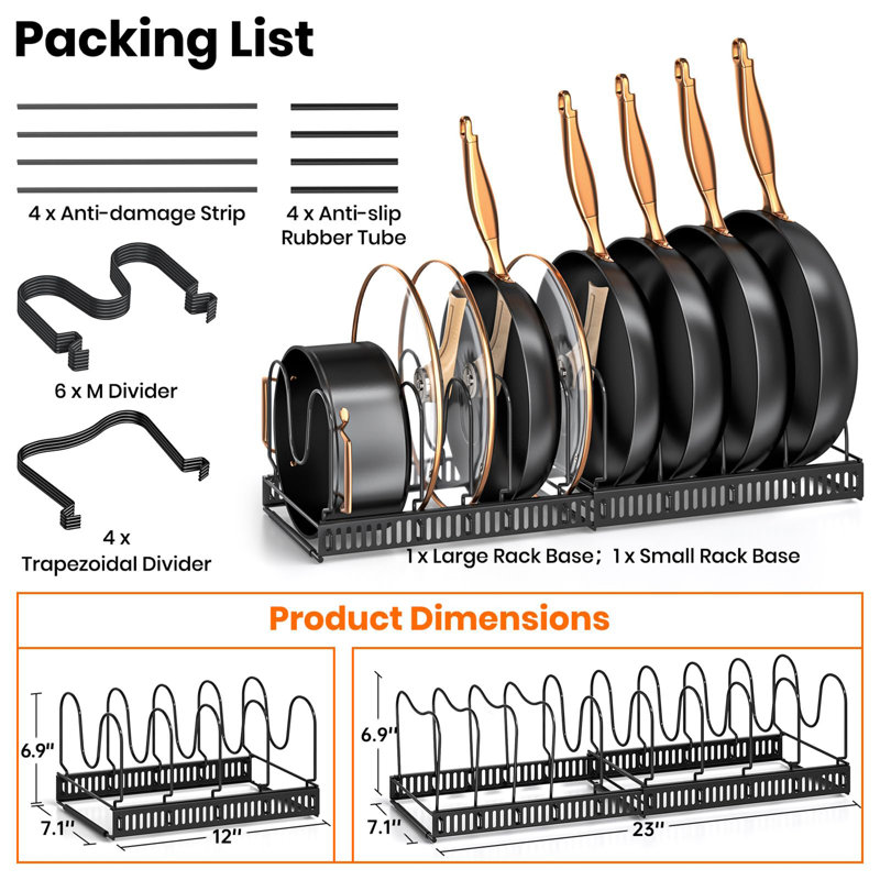 Prep & Savour Metal Rectangle Countertop / Cabinet Pot Rack | Wayfair