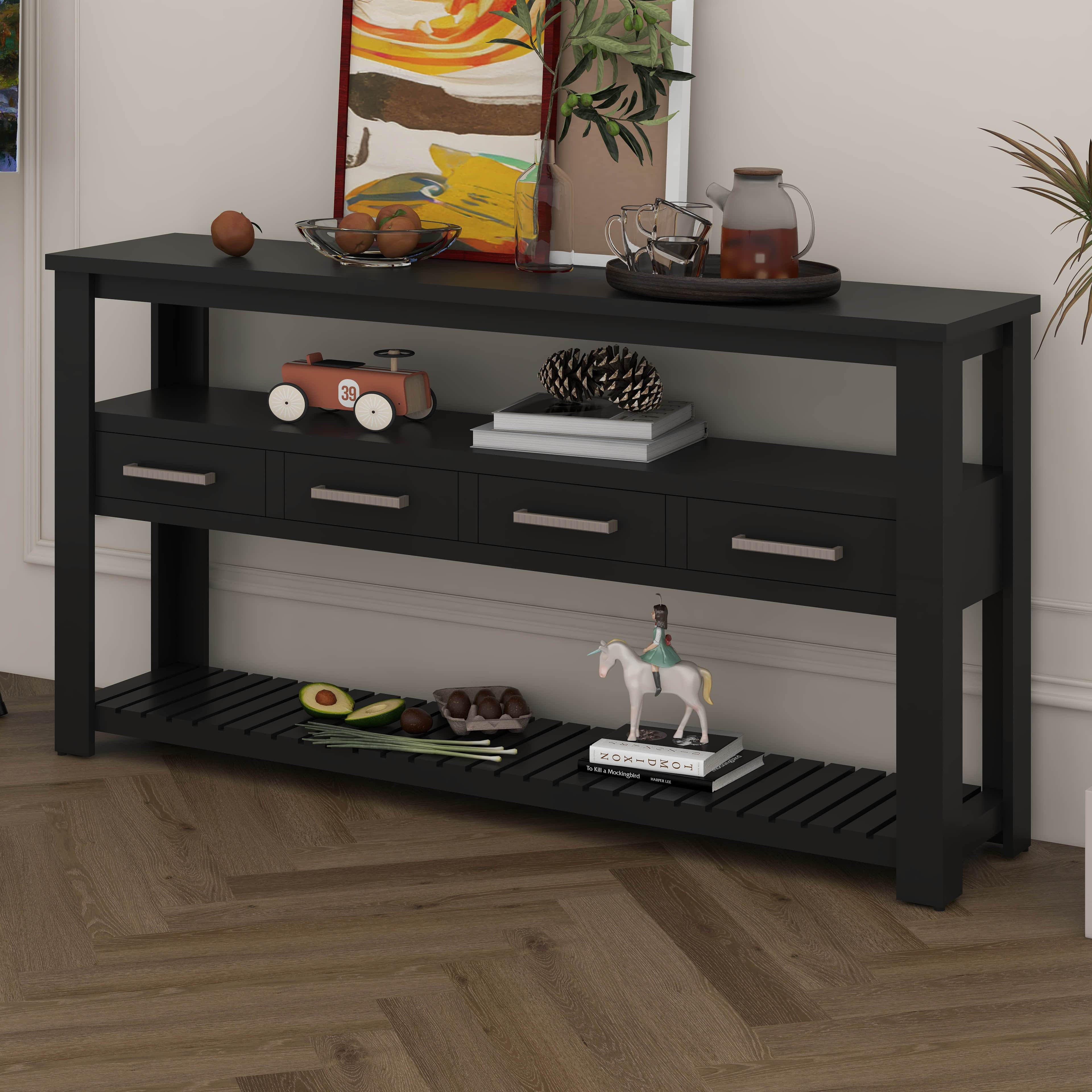 Latitude Run® 62.2'' Oversized Console Table With Storage, Large ...