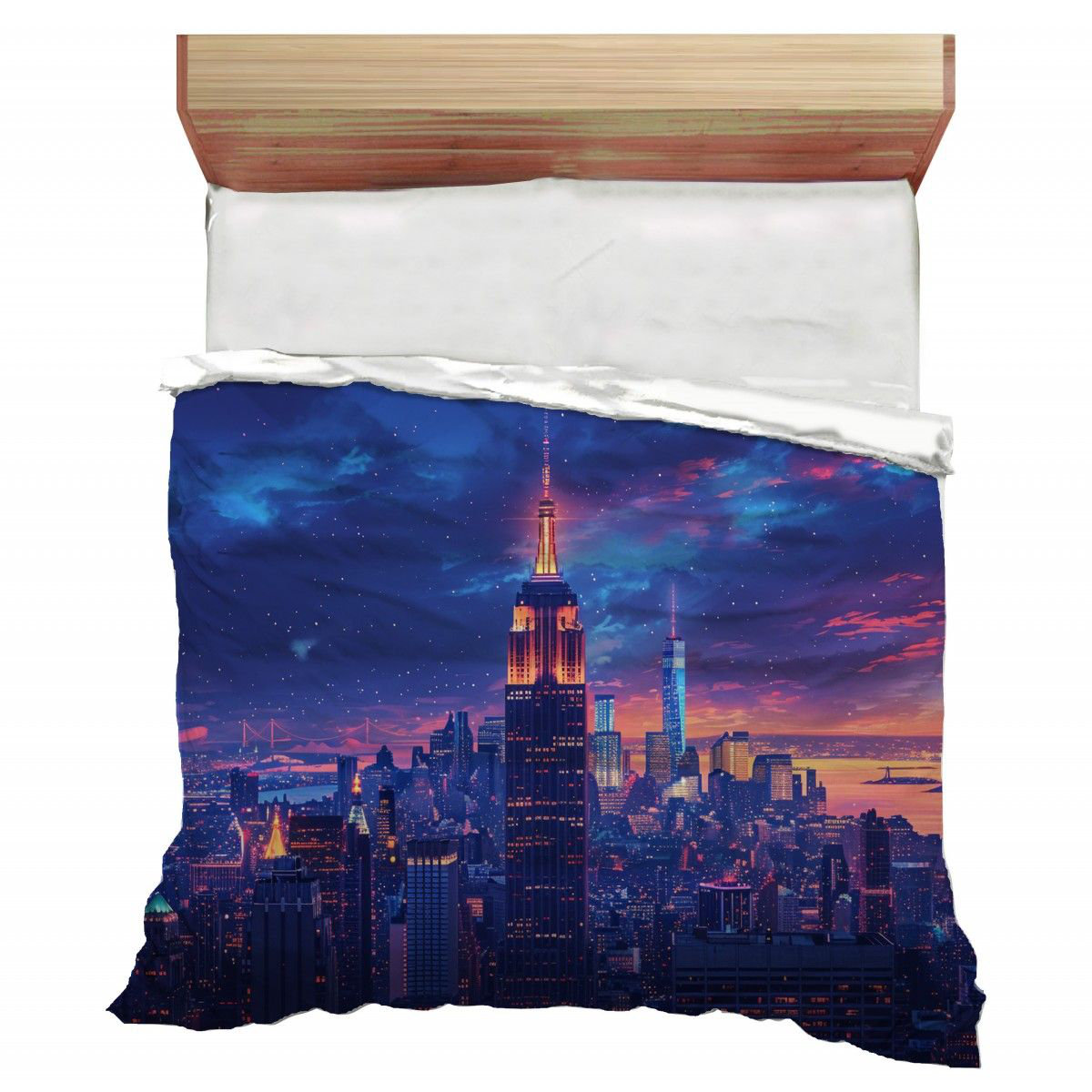 VisionDecor Plain Weave Muslin Night view Bedding Cityscape Comforter ...